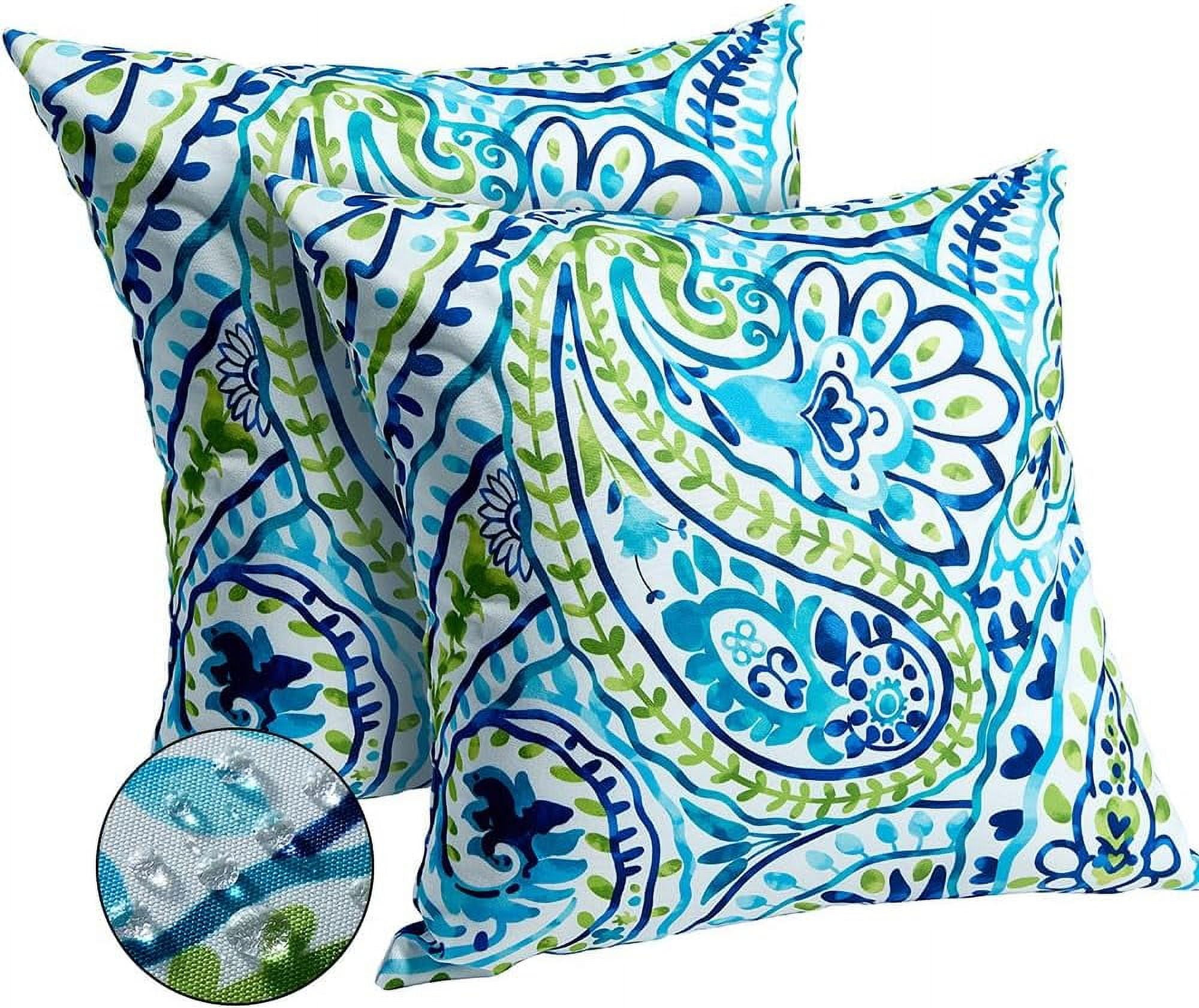 Outdoor Pillow Covers 20x20 Inch Set of 2 Colorful Paisley Decor Throw ...