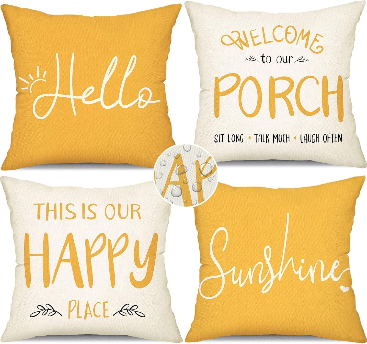 Outdoor Pillow Covers 20x20 Inch Set of 4 Waterproof Modern Geometry ...