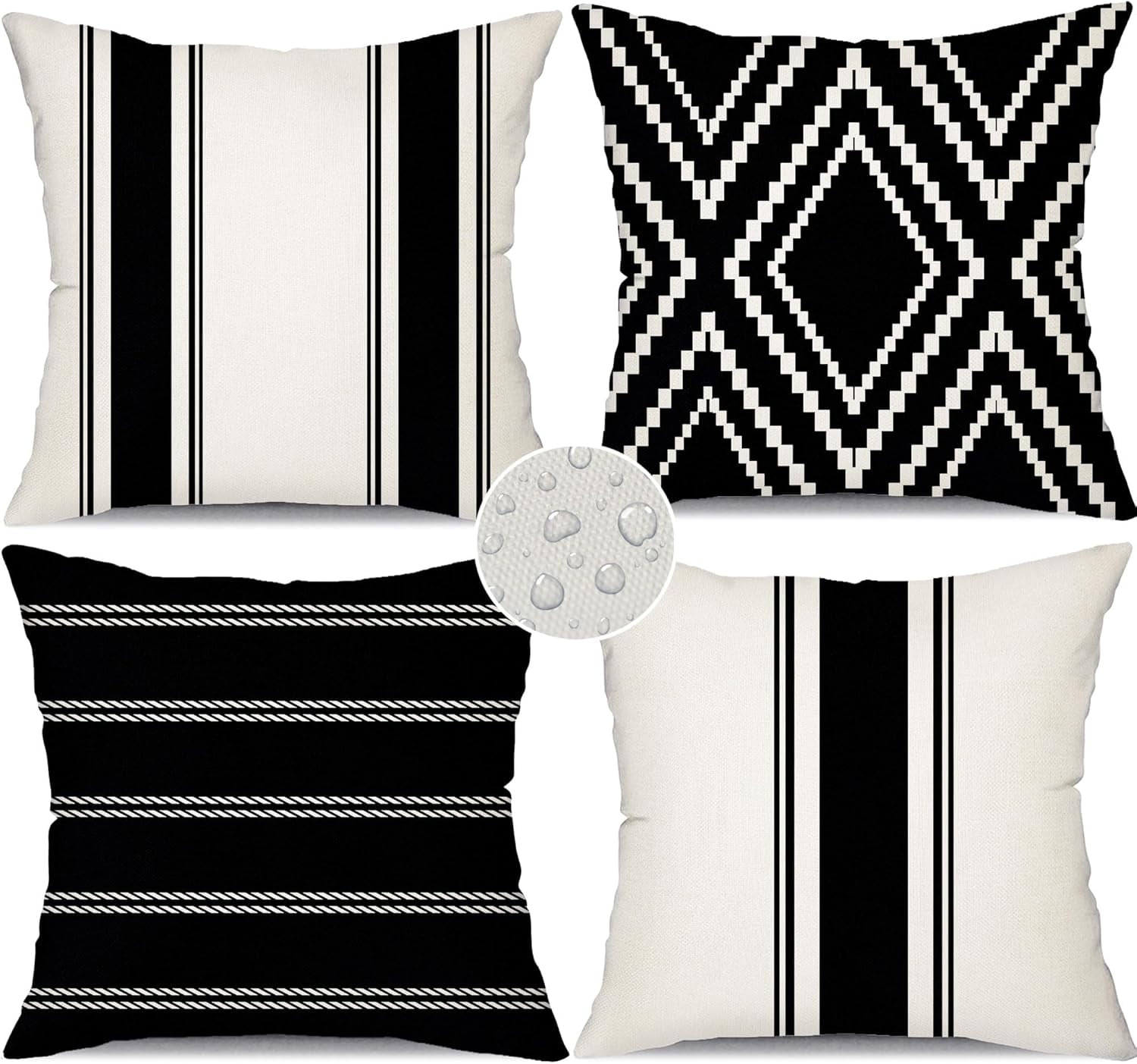 Outdoor Pillow Covers 20x20 Inch Set of 4 Waterproof Modern Geometry ...