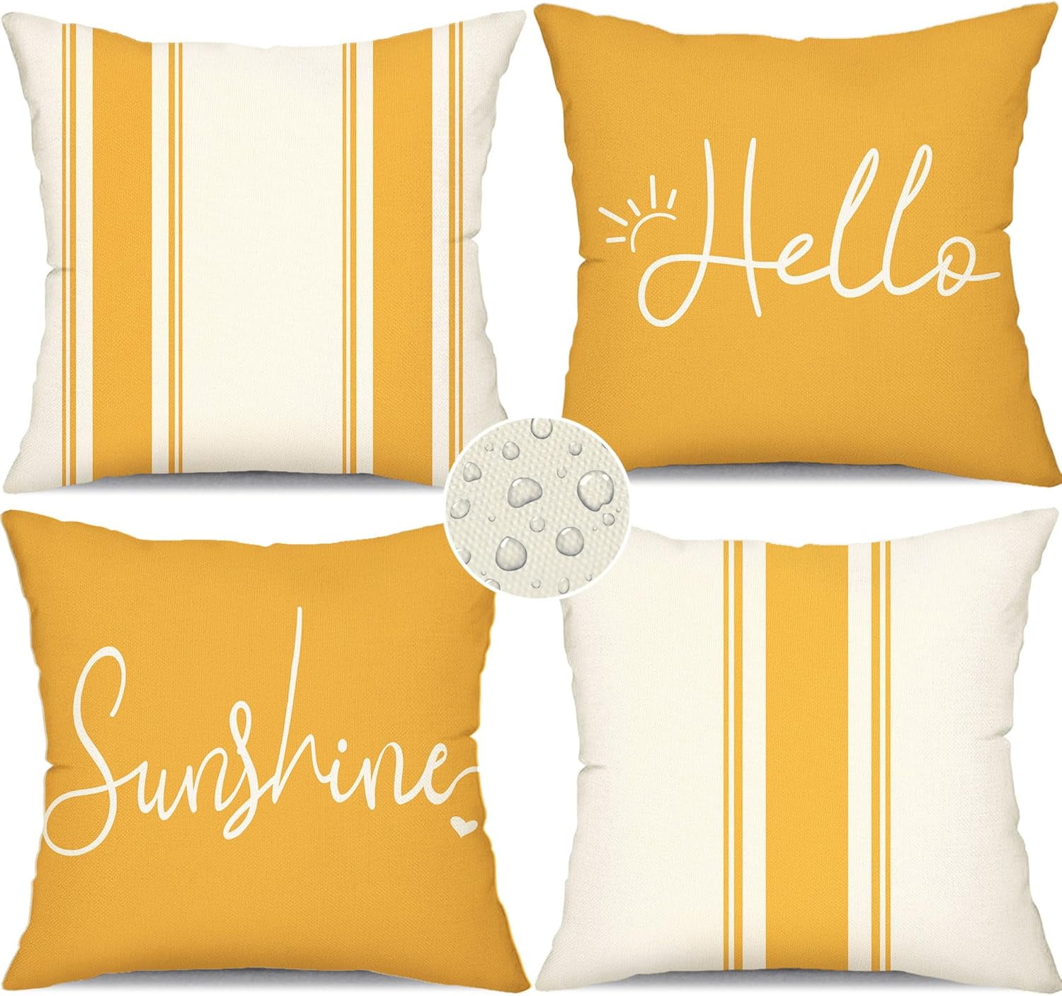 Outdoor Pillow Covers 20x20 Inch Set of 4 Waterproof Modern Geometry ...