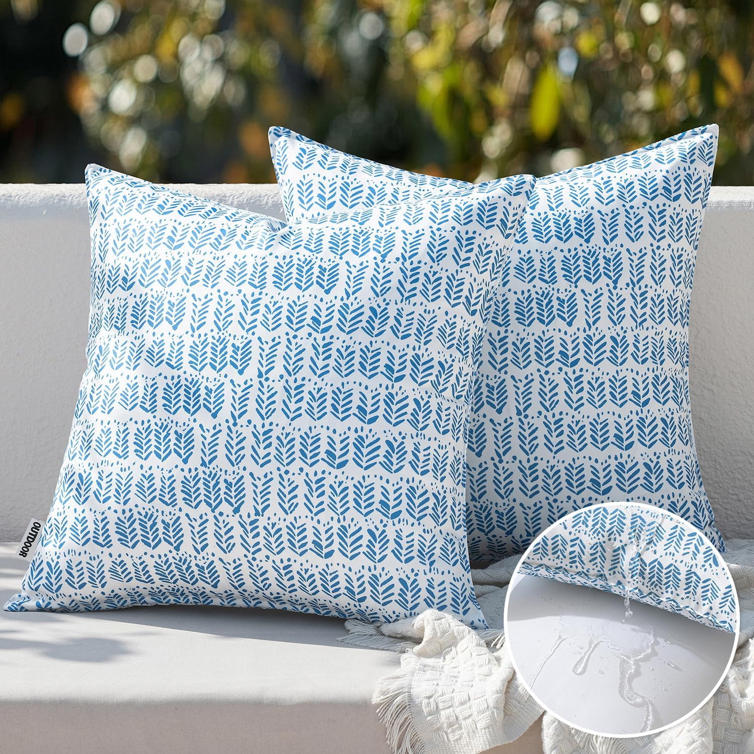 Outdoor Pillows with Inserts Set of 2 Patio Waterproof Fade Resistant ...
