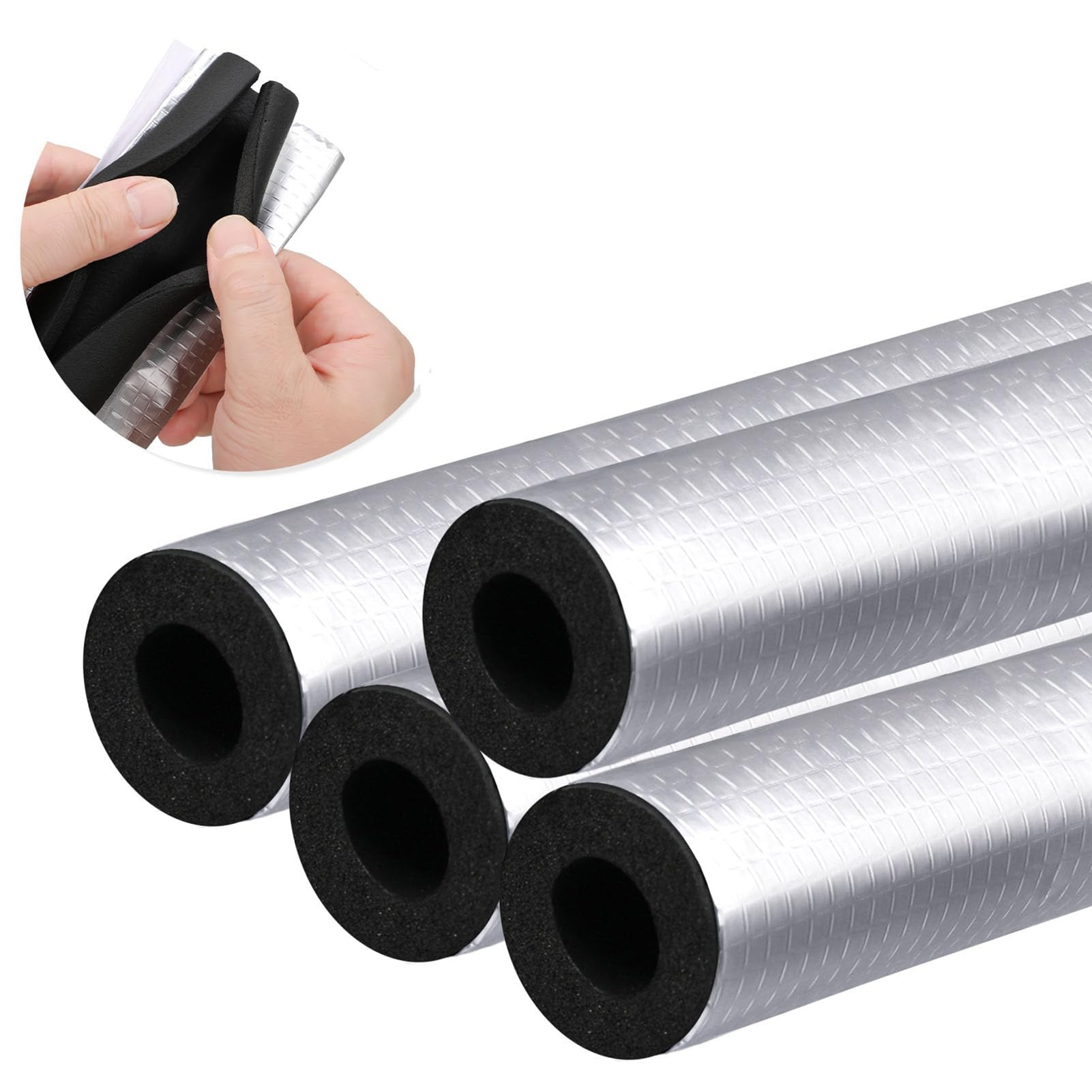 Outdoor Pipe Insulation, Pre-Slit Insulation Foam Tubes with Aluminum ...