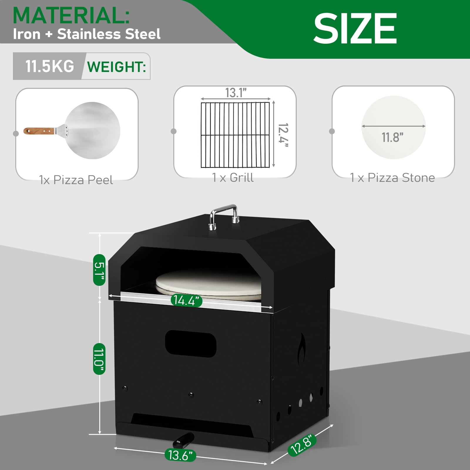 Outdoor Pizza Oven 4 in 1 Wood Fired 2-Layer Detachable Outside Ovens ...