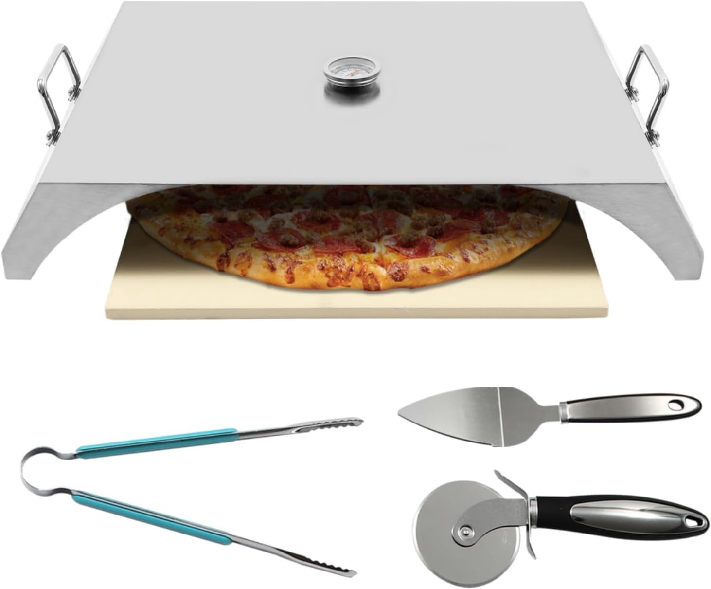 Outdoor Pizza Oven with Stone, Open Faced Grill Pizza Oven with ...
