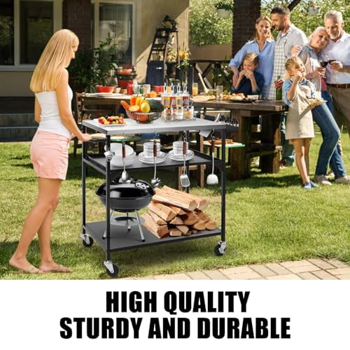 Outdoor Pizza Oven Table, Outdoor Grill Table with WaterProof Cover ...