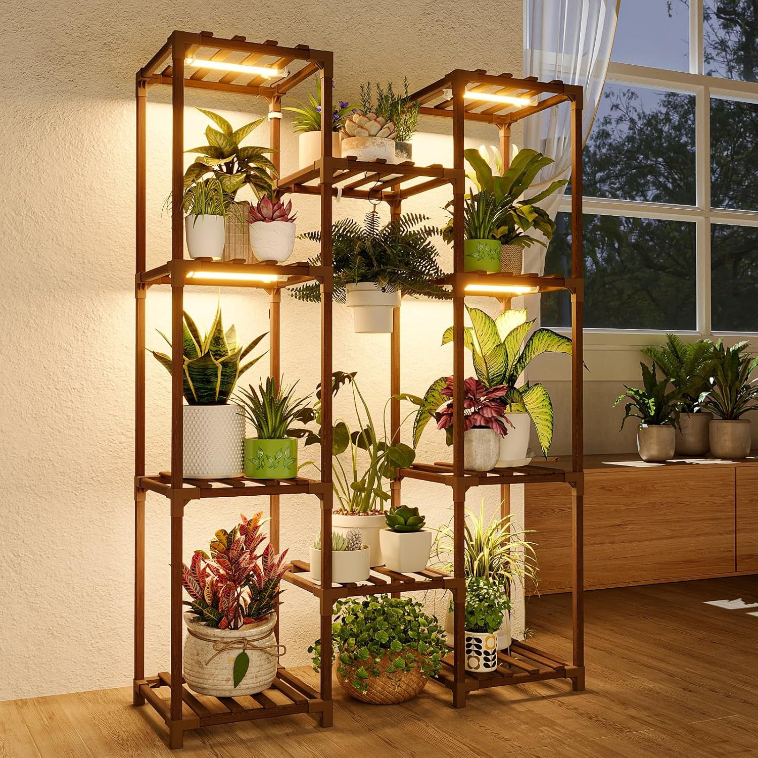 Outdoor Plant Stand Indoor Black Corner Shelf 5-Tier 11 Potted Flower ...