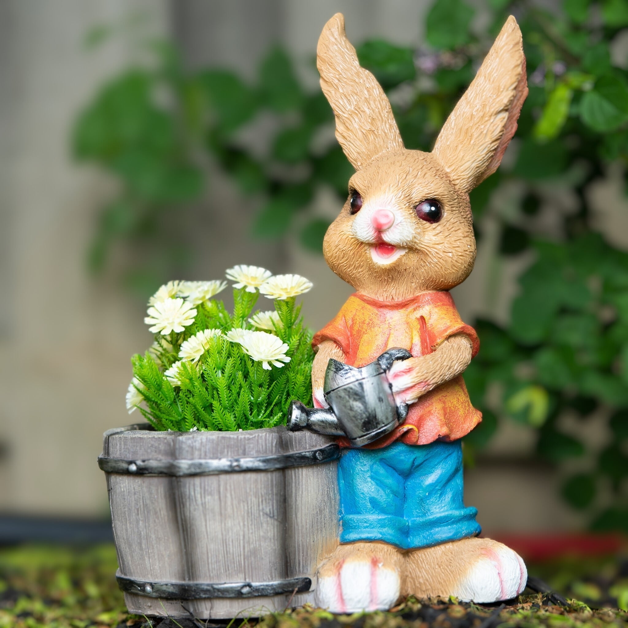 Outdoor Planter, Bunny Statue, Garden Statue, Cute Garden Decoration ...