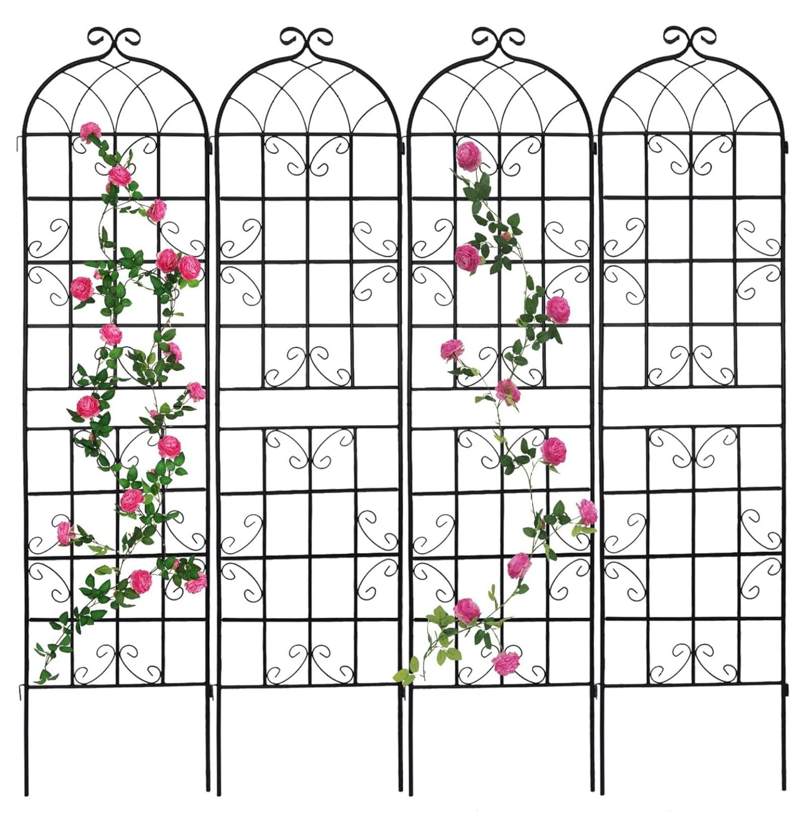 Outdoor Plants Climbing Trellis,4 Pack 87 inch Tall Metal Garden ...