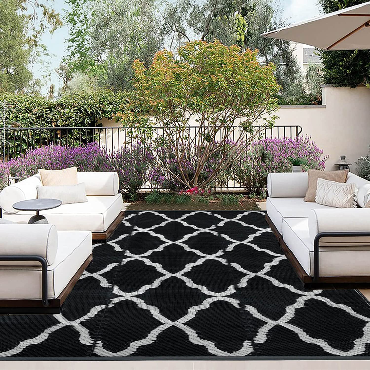 Outdoor Plastic Area Rugs for Patio 4x6 ft - Reversible Outside Carpet ...