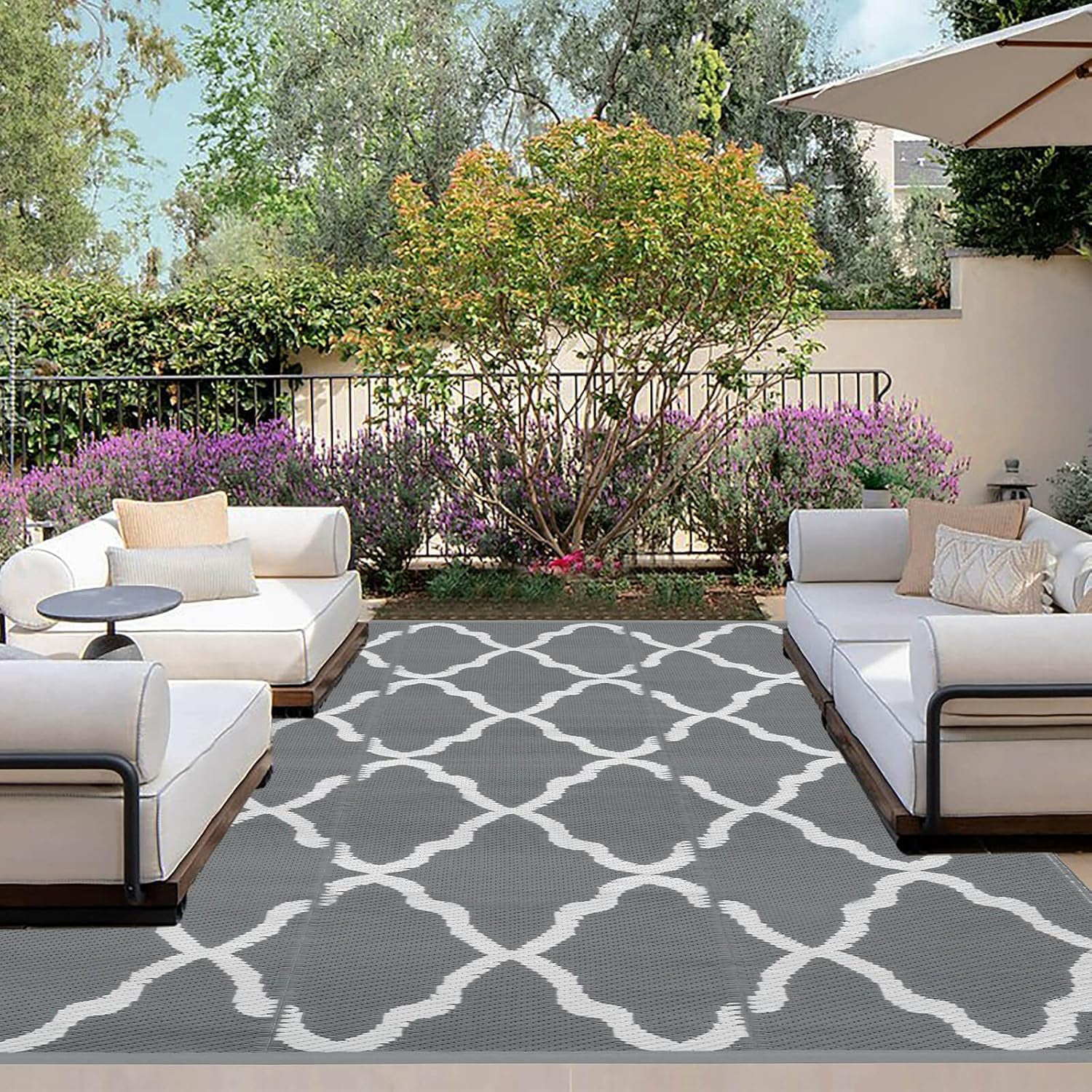 Outdoor Plastic Area Rugs for Patio 6x9 Ft - Reversible Outside Carpet ...