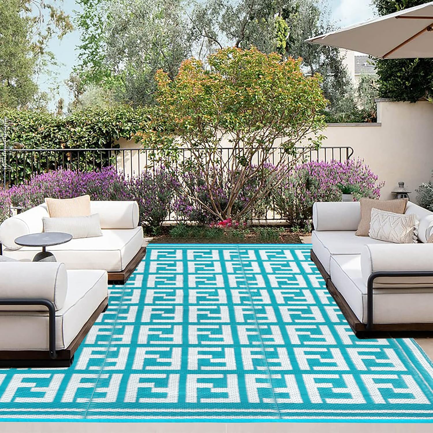 Outdoor Plastic Area Rugs for Patio 9x12 Ft - Reversible Outside Carpet ...