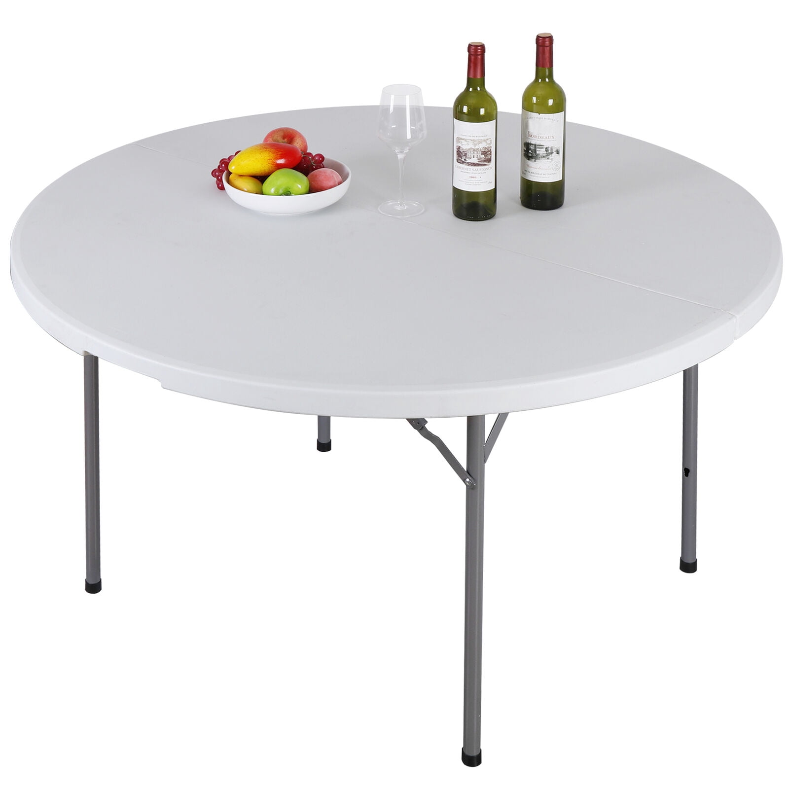 Outdoor Plastic Dining Card Table 48” Round Double Folding Commercial ...