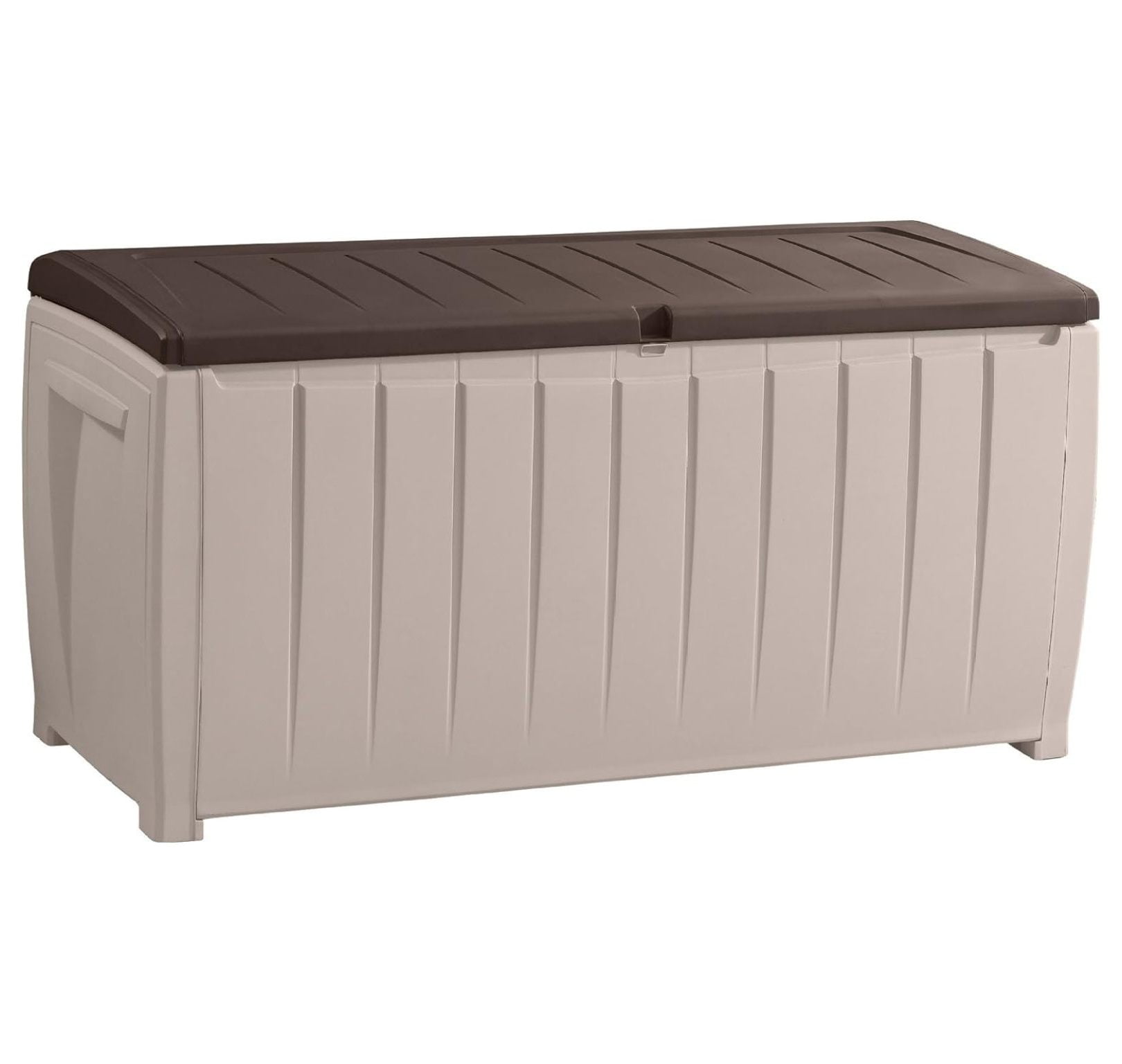 Outdoor Plastic Storage Box Garden Furniture, Beige and Brown, 124 x 55 ...