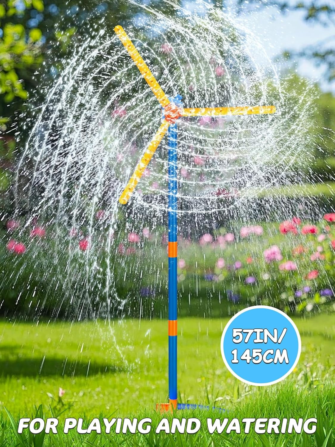 Outdoor Play Toys, 55" Windmill Sprinkler Toy for Kids - 360° Rotating ...