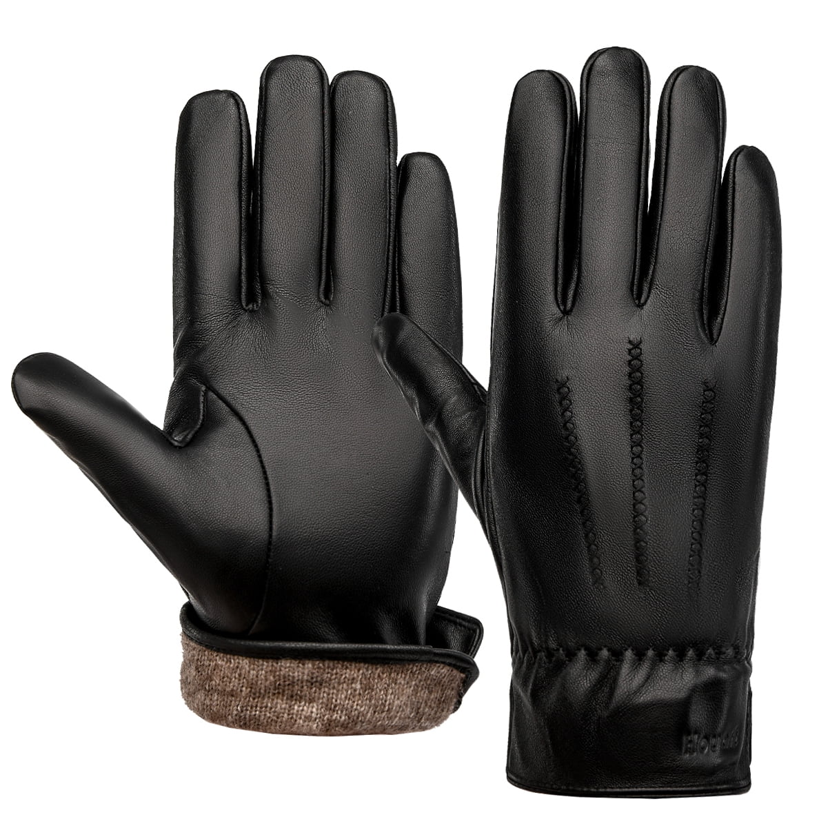 Outdoor Plus Men's Sheepskin Leather Gloves, Touchscreen Compatible ...
