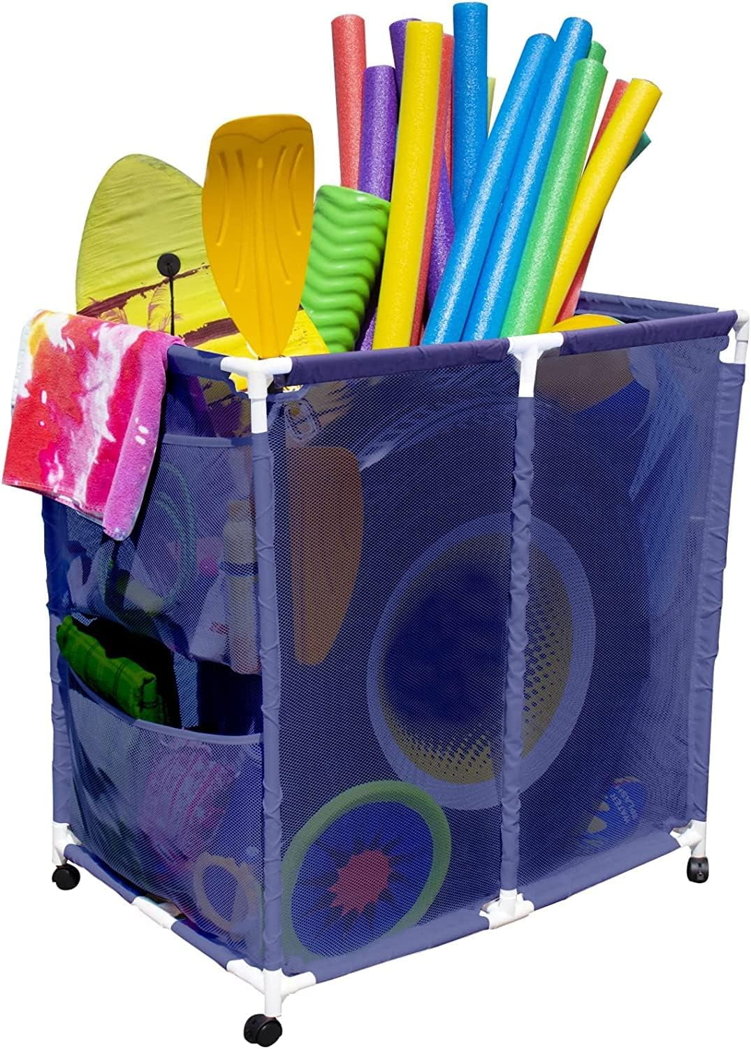 Outdoor Pool Floats, Balls, Toys and Equipment Rolling Mesh Organizer ...