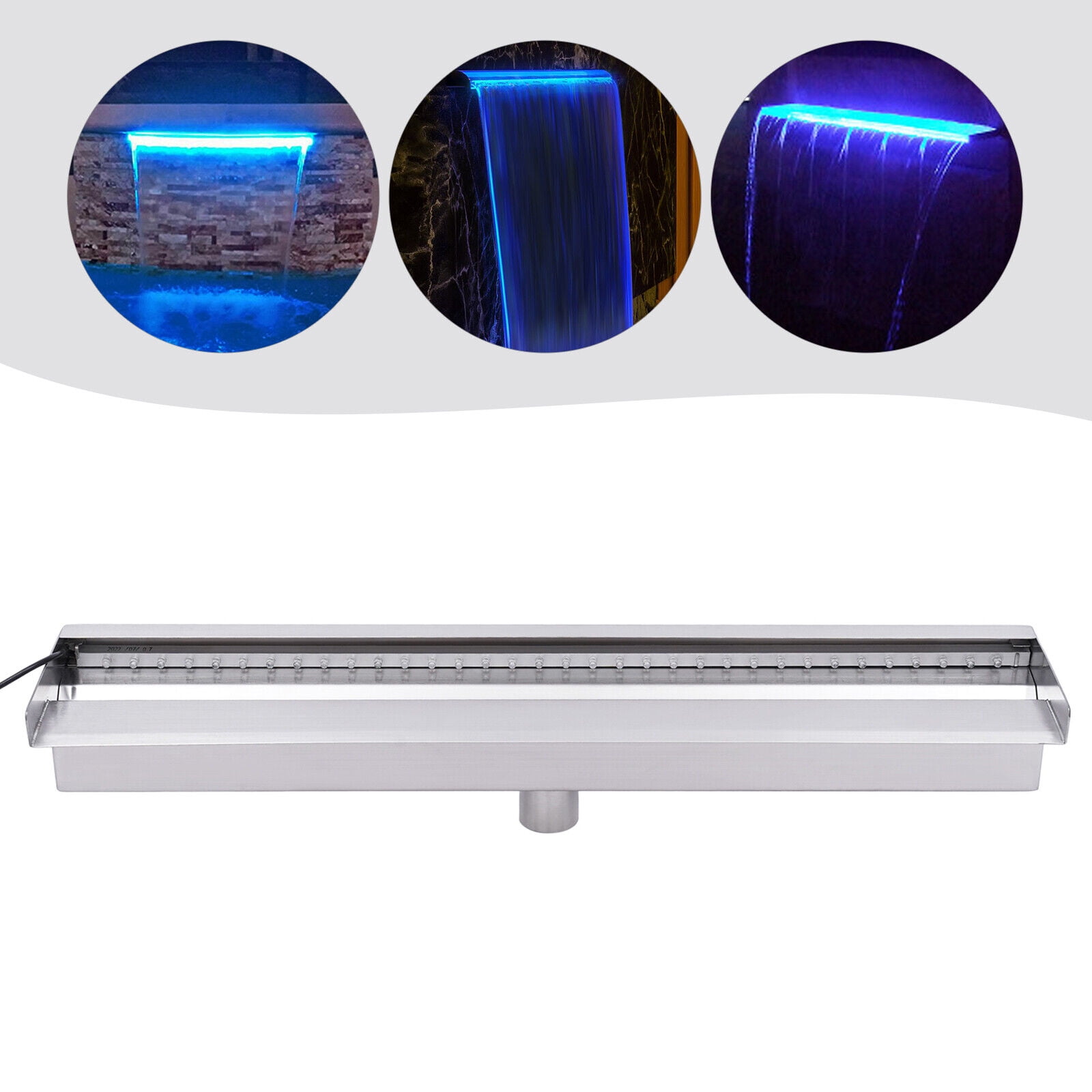 Outdoor Pool Fountain, Stainless Steel 23.6" Long Waterfall Spillway ...