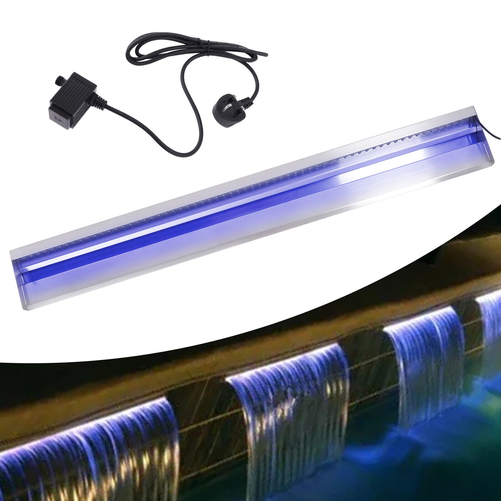Outdoor Pool Fountain, Stainless Steel 35.4" Long Waterfall Spillway ...