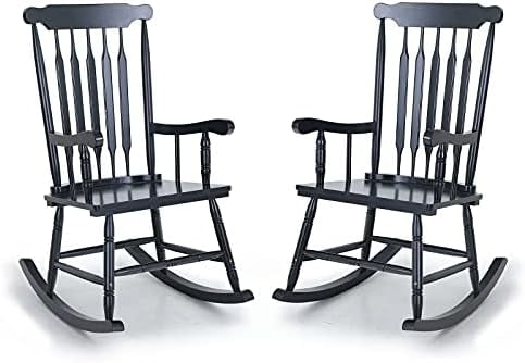 Outdoor Poplar Wood Rocking Chair, Modern Wooden Rocking Chairs with ...