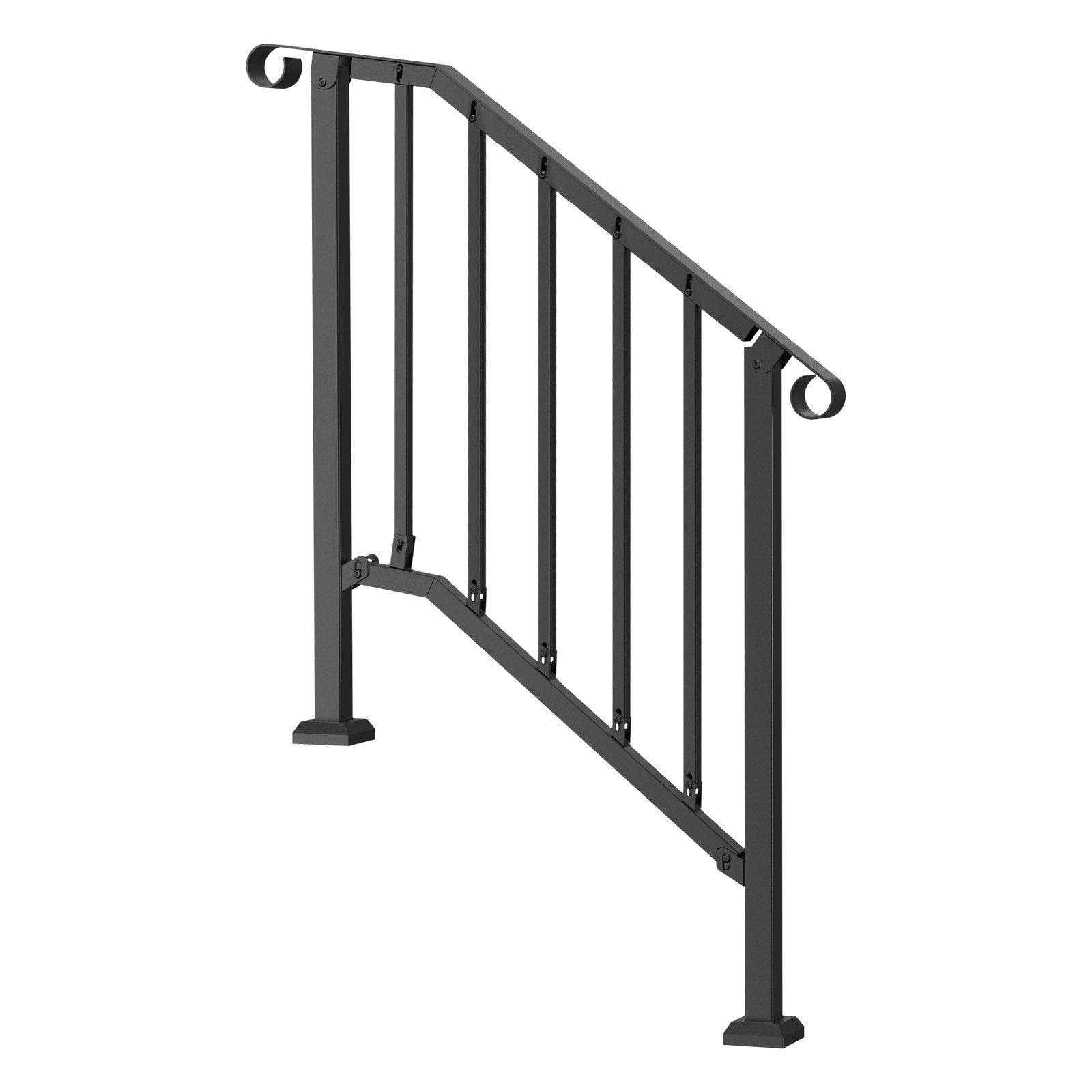 Outdoor Porch Handrail for Seniors - 2-3 Step Deck Rail with Black ...