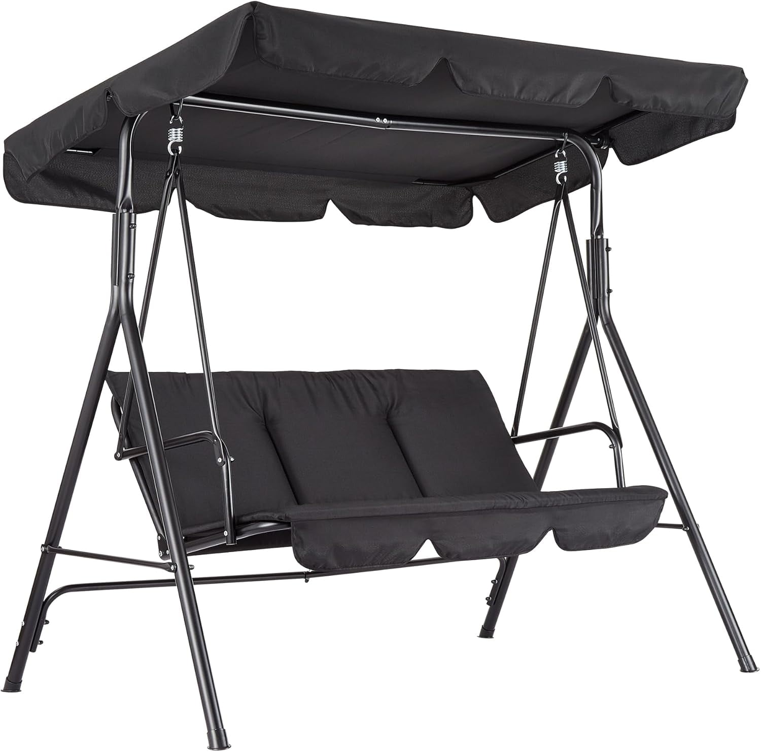 Outdoor Porch Swing Chair with Adjustable Canopy for Adults 3 Seat ...