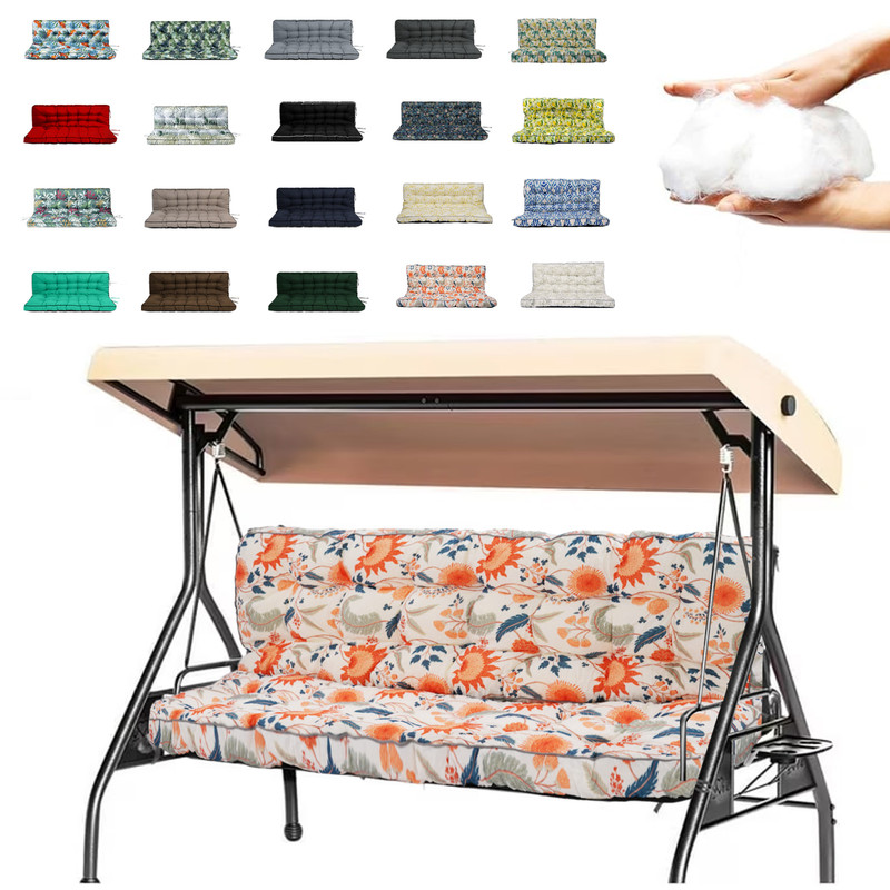 Outdoor Porch Swing Cushions, 4" thick patio swing cushions 3 Seater ...