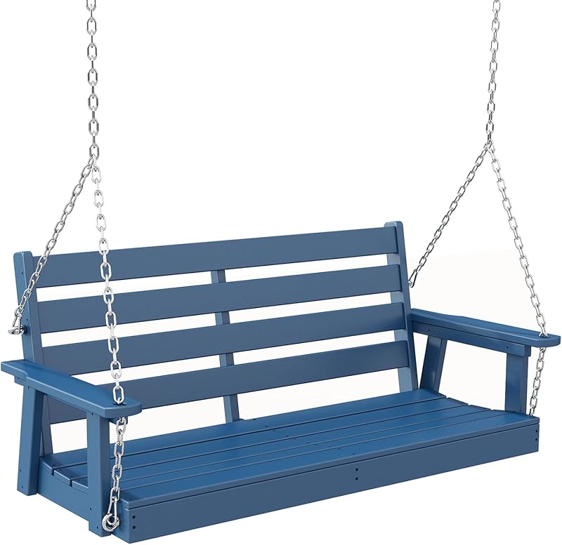 Outdoor Porch Swing | HDPE Plastic | 2-Person | Hanging Bench Swings ...