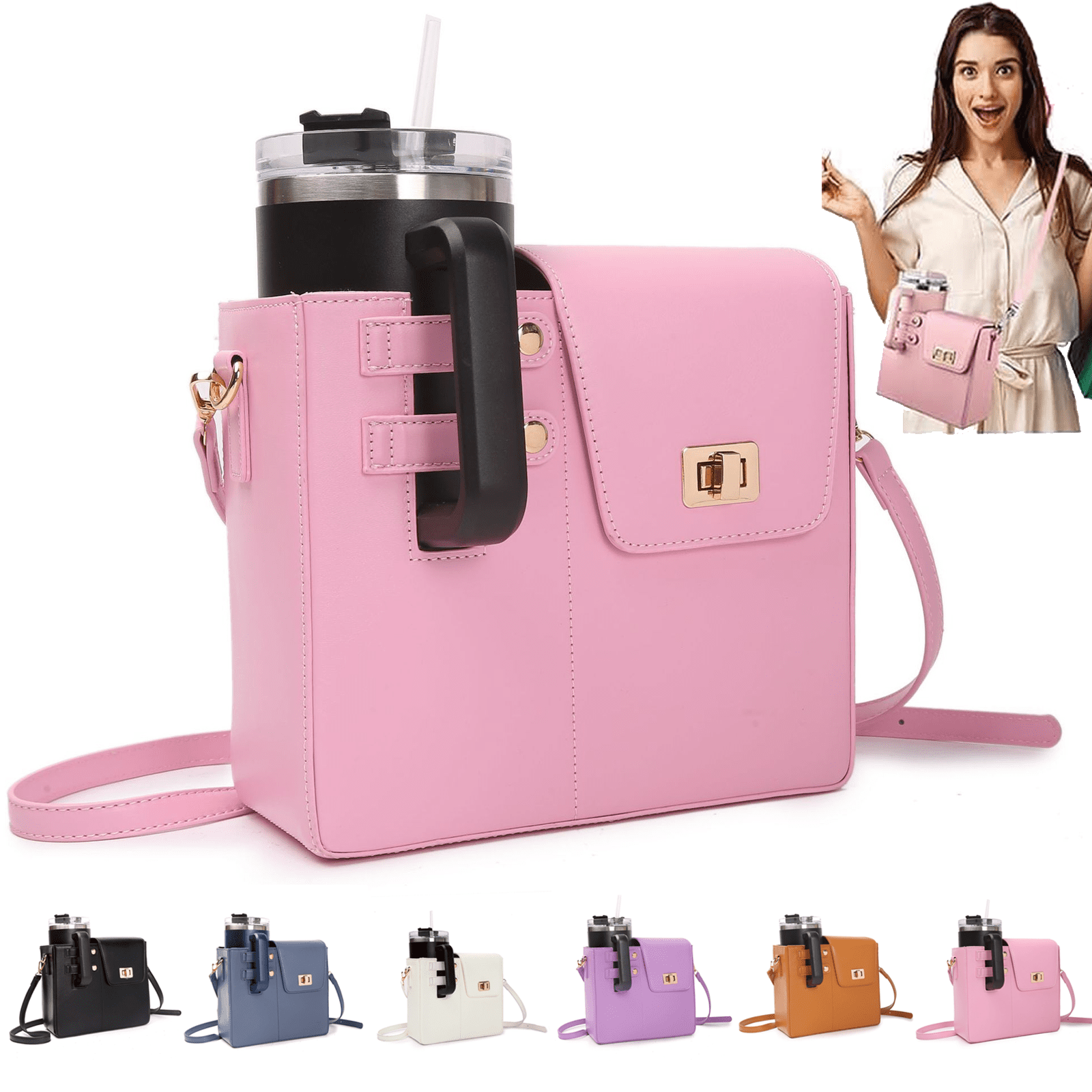 Outdoor Portable Crossbody Water Cup Storage Bag, stan-leys bag Leather ...