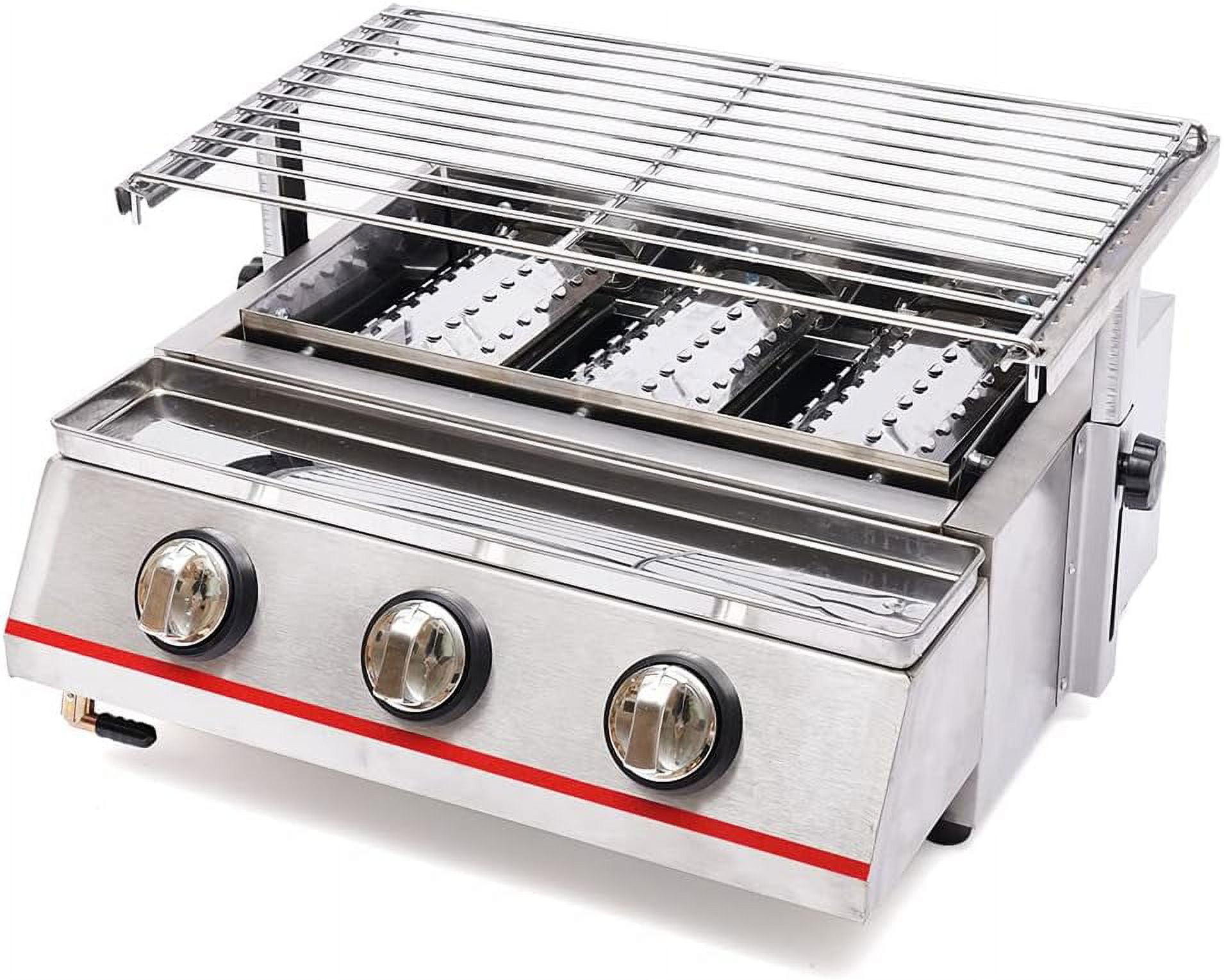 Outdoor Portable Gas Grill,3-Burner Outdoor BBQ Tabletop Cooker ...