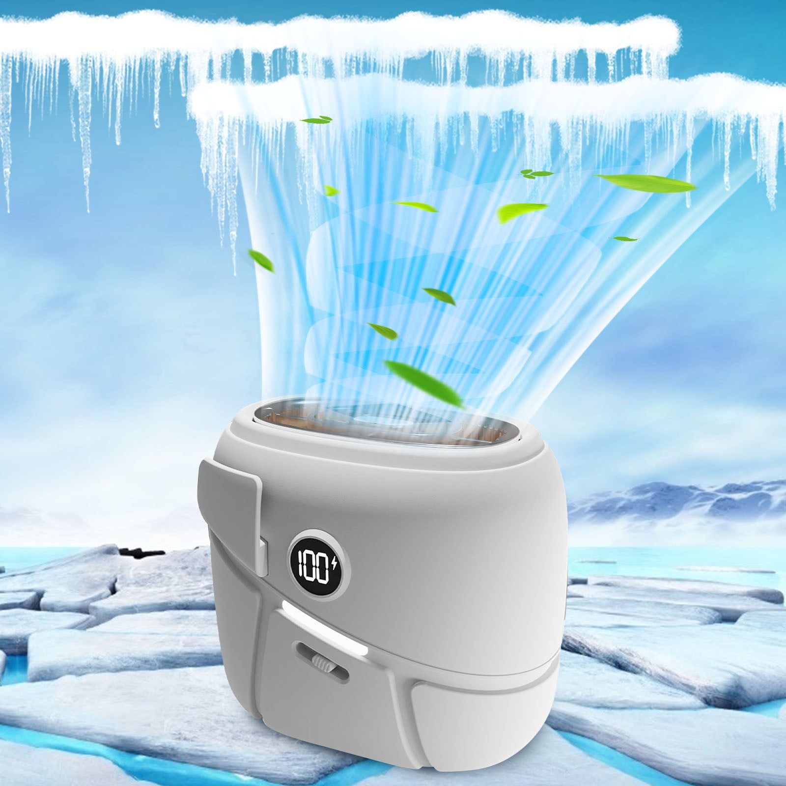 Outdoor Portable Hanging Fan, USB Charging Digital Display, High Wind ...