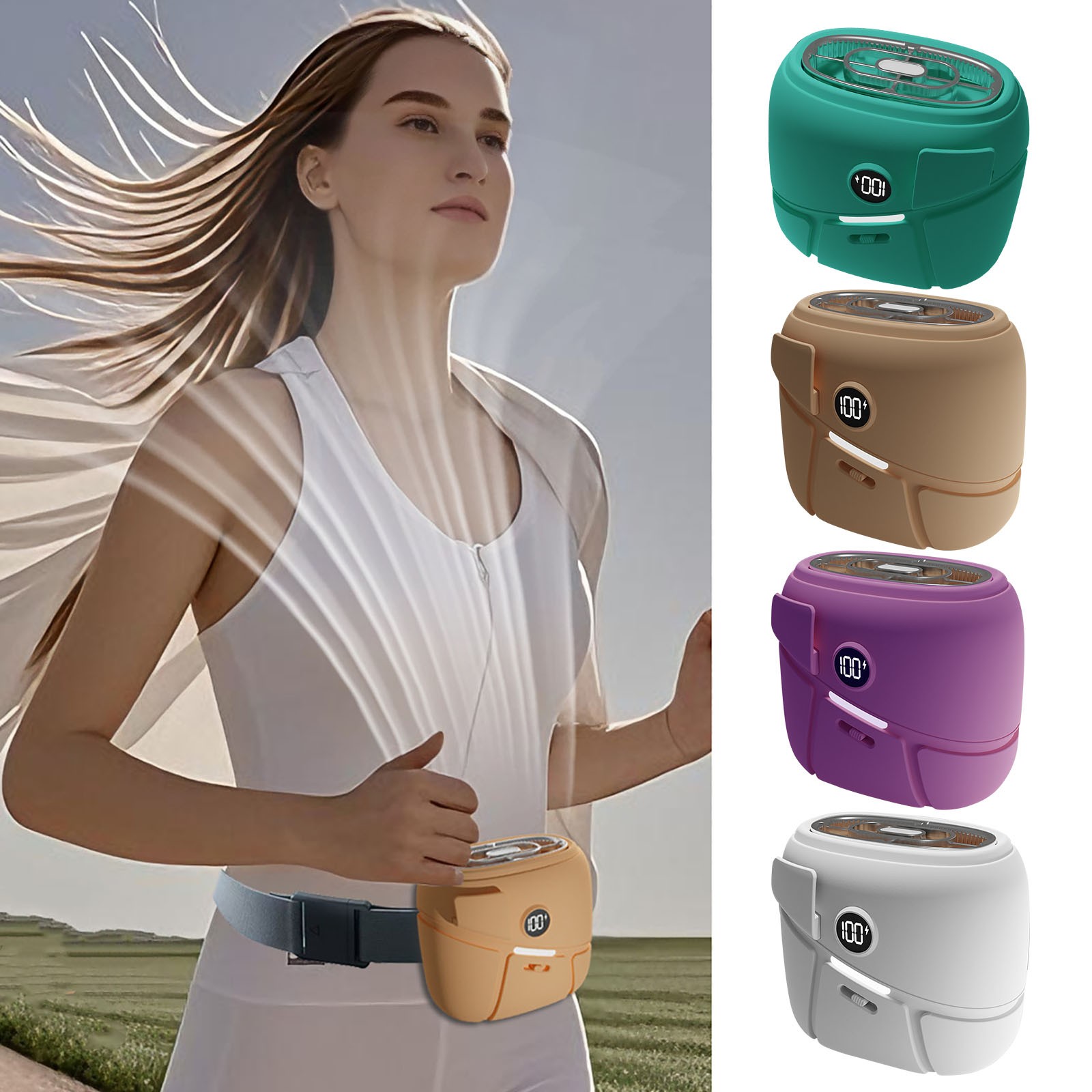 Outdoor Portable Hanging Fan, USB Charging Digital Display, High Wind ...
