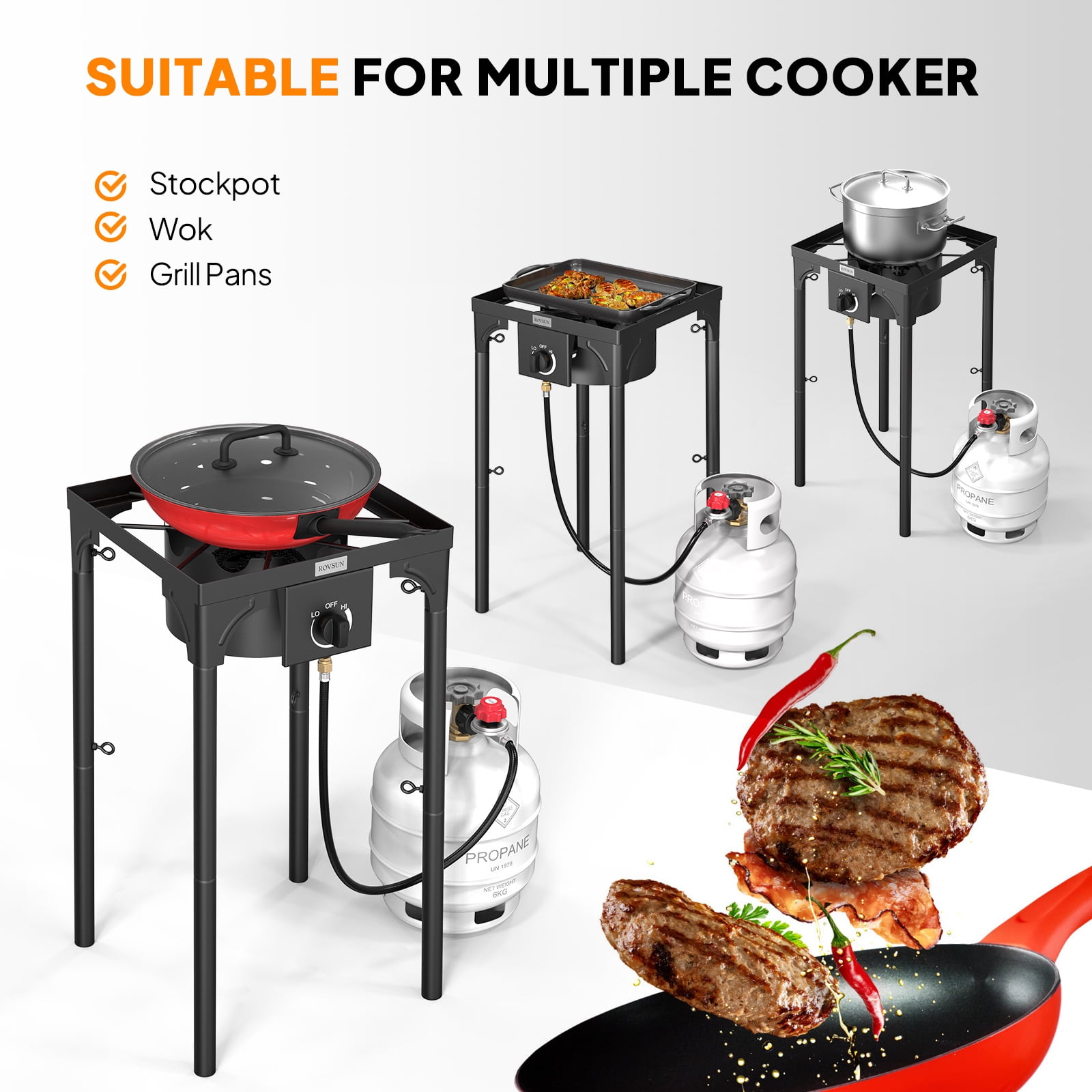 Outdoor Portable Propane Stove Gas Cooker, Heavy Duty Iron Cast Patio ...