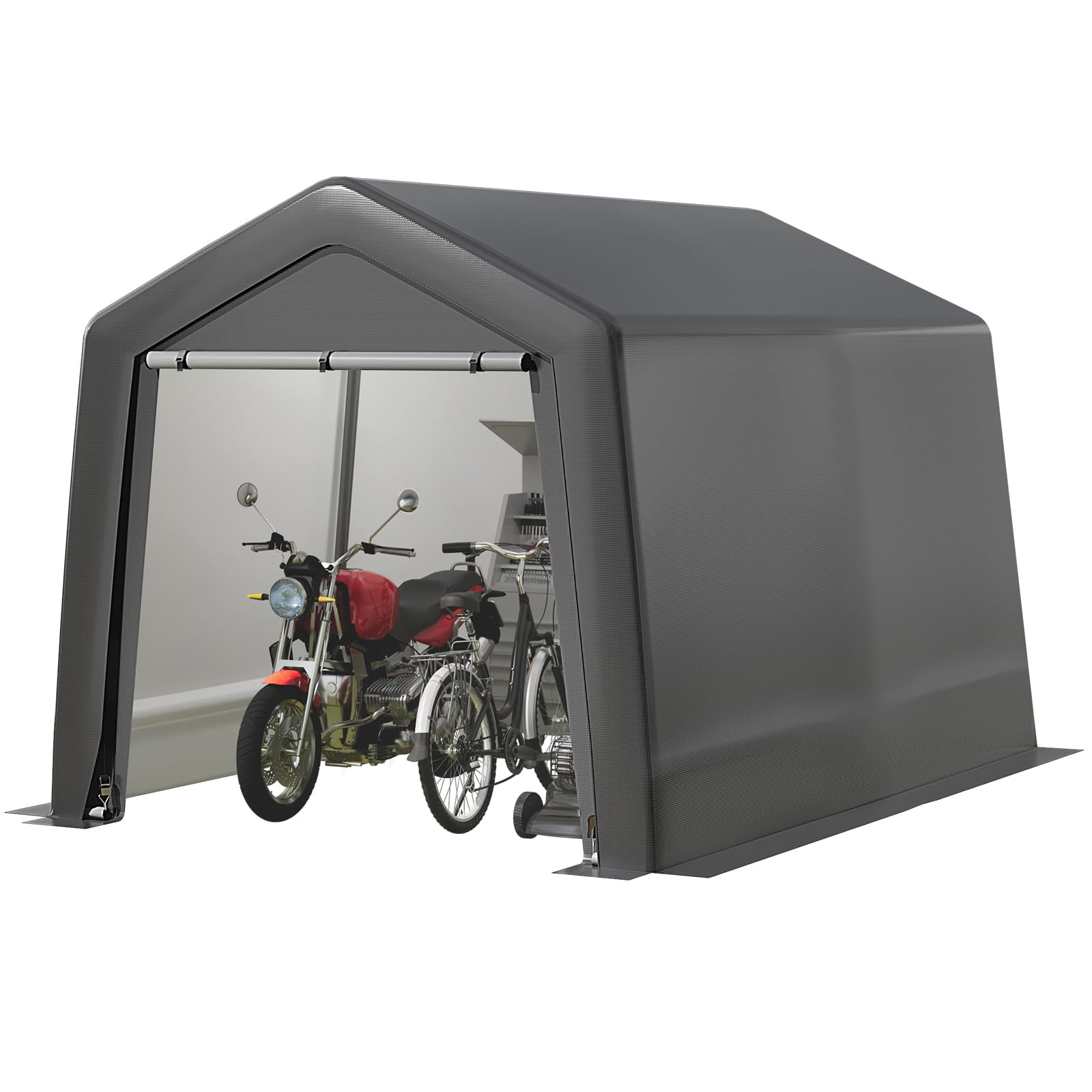 Outdoor Portable Storage Shelter Shed Garage with Roll up Zipper Doors ...