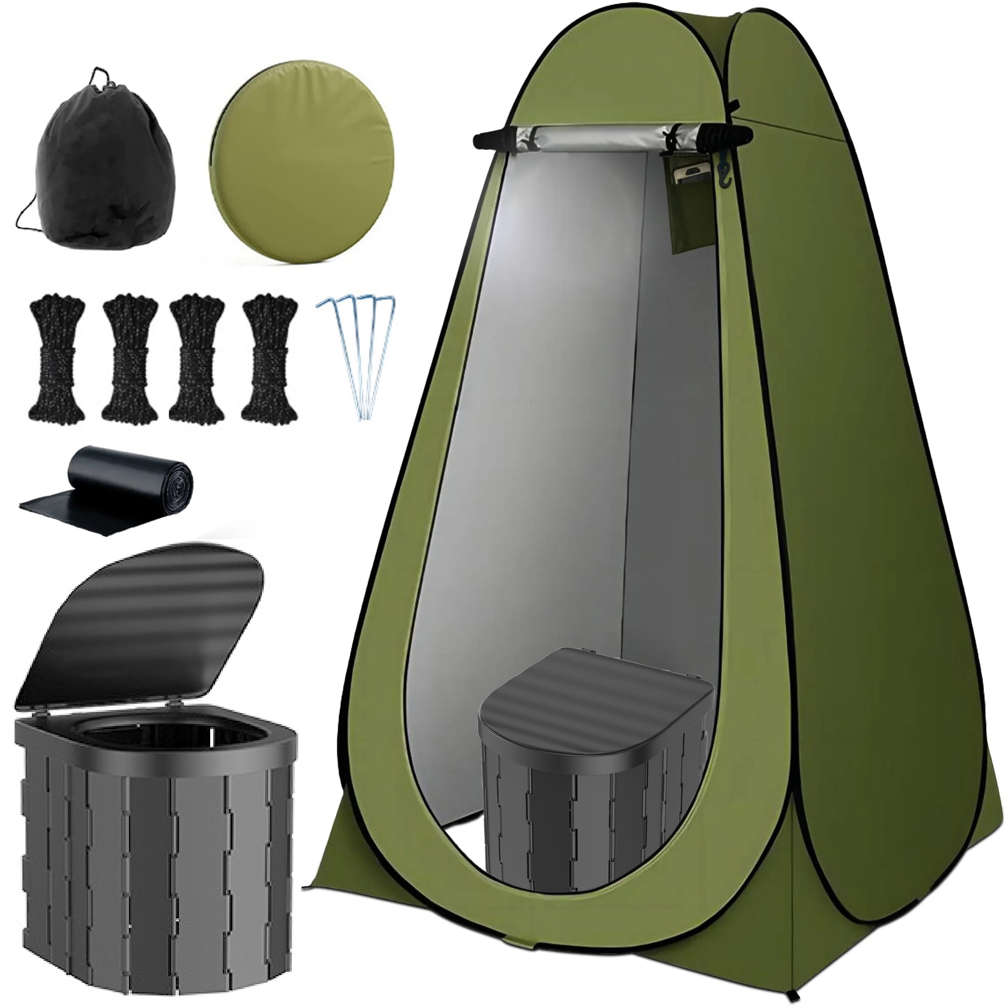 Outdoor Portable Toilet Set for Adults with Camping, Folding Toilet ...