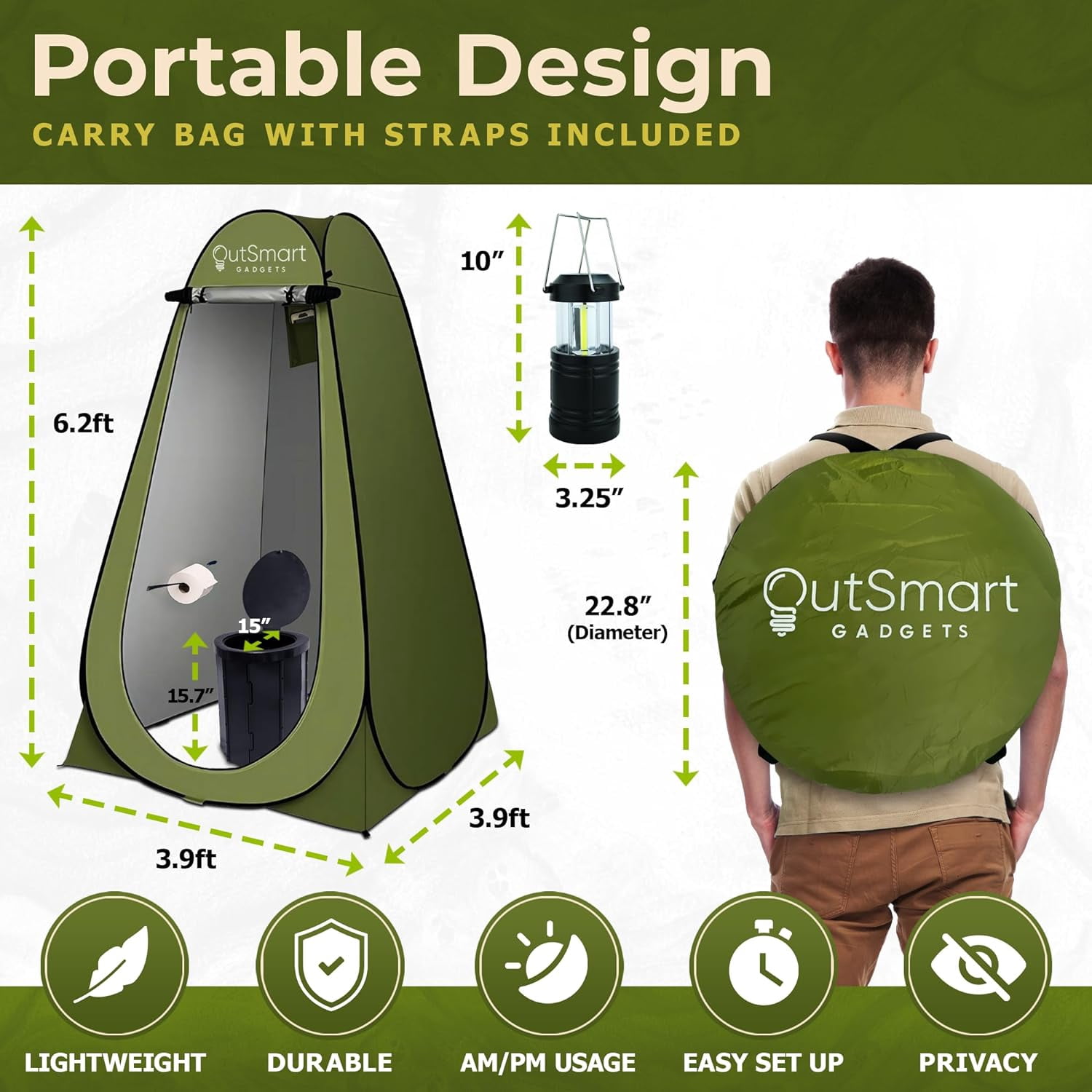 Outdoor Portable Toilet Set for Adults with Camping Night Lantern ...