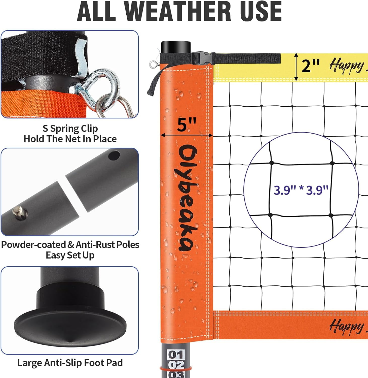 Outdoor Portable Volleyball Net Set for Backyard Beach with Adjustable ...