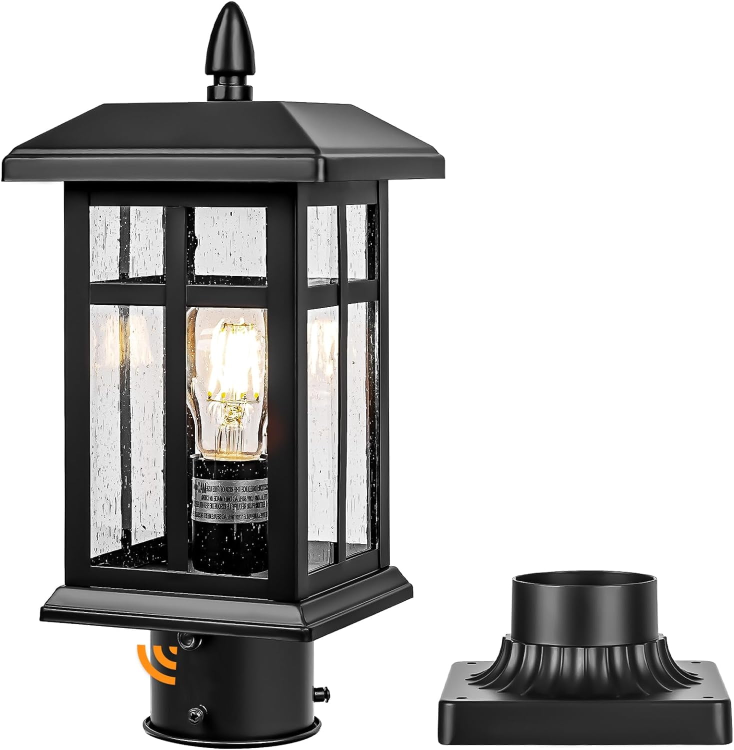 Outdoor Post Light, Black Pole Lantern Lighting Fixture with Pier Mount ...