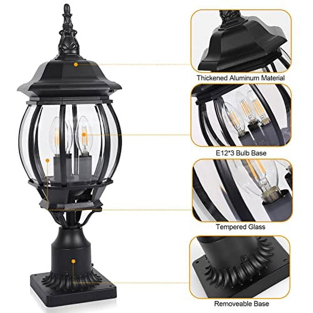 Outdoor Post Light Exterior Post Lantern Waterproof with Pier Mount ...