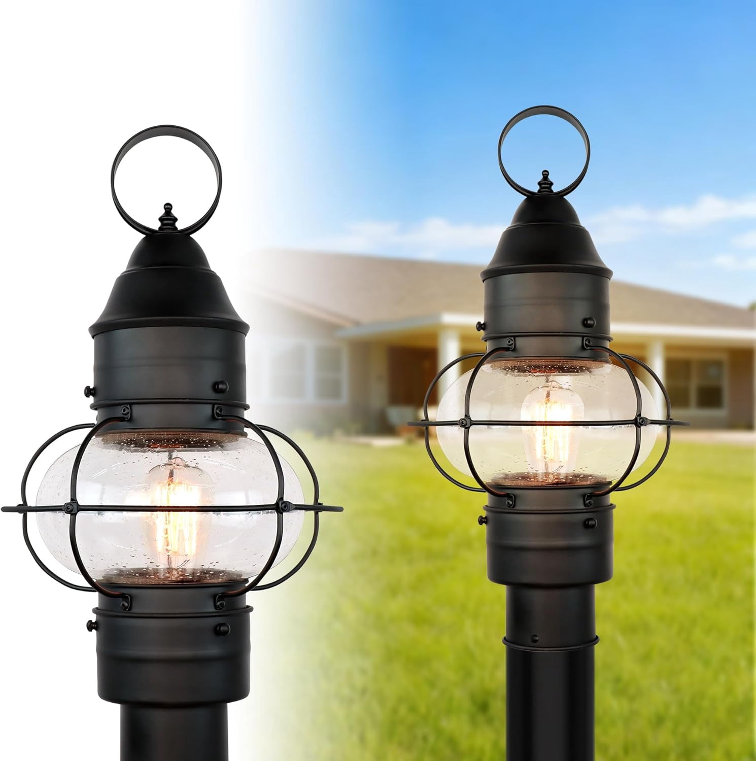 Outdoor Post Lights 3 Light Lamp Post Light Fixture Hardwired with ...