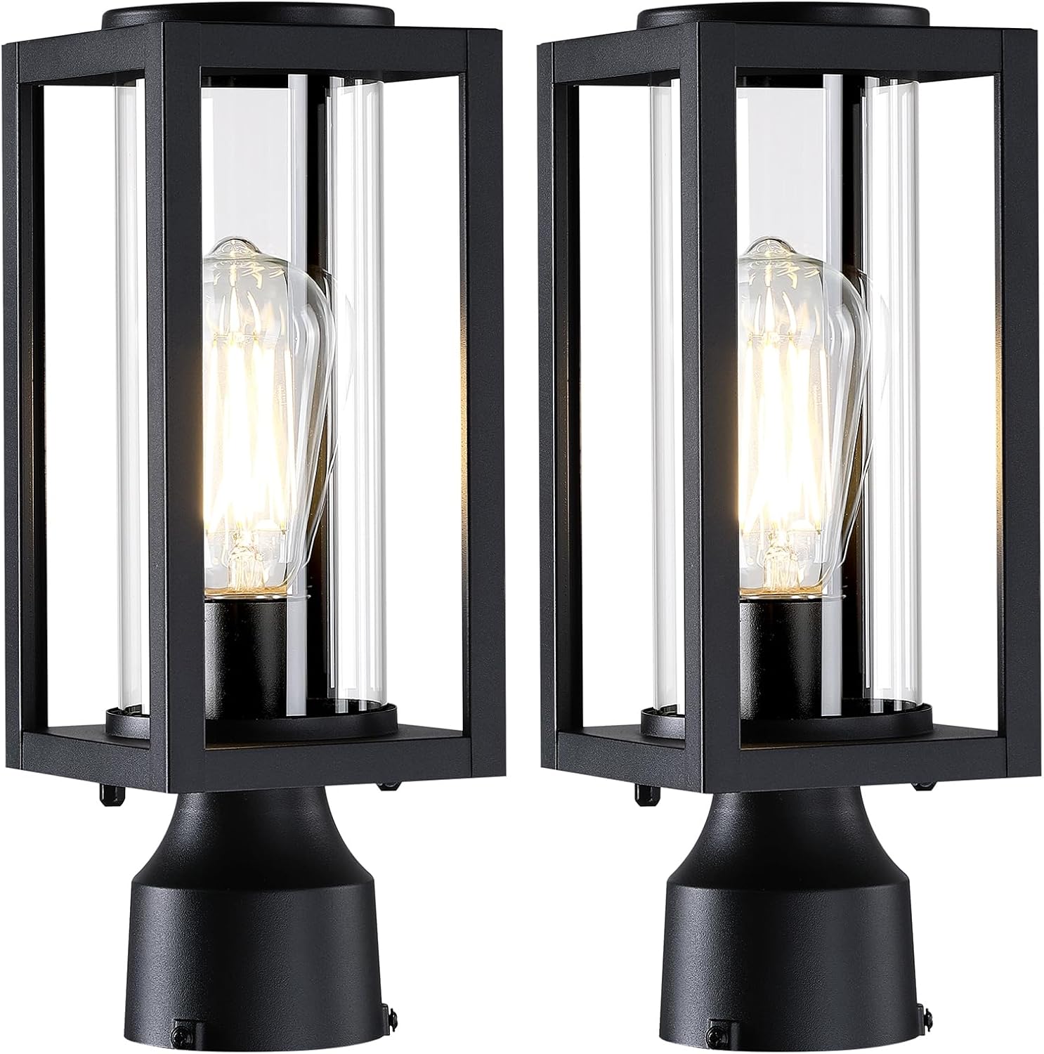 Outdoor Post Lights Lamp Post Light Fixture 2 Pack, Modern Black ...