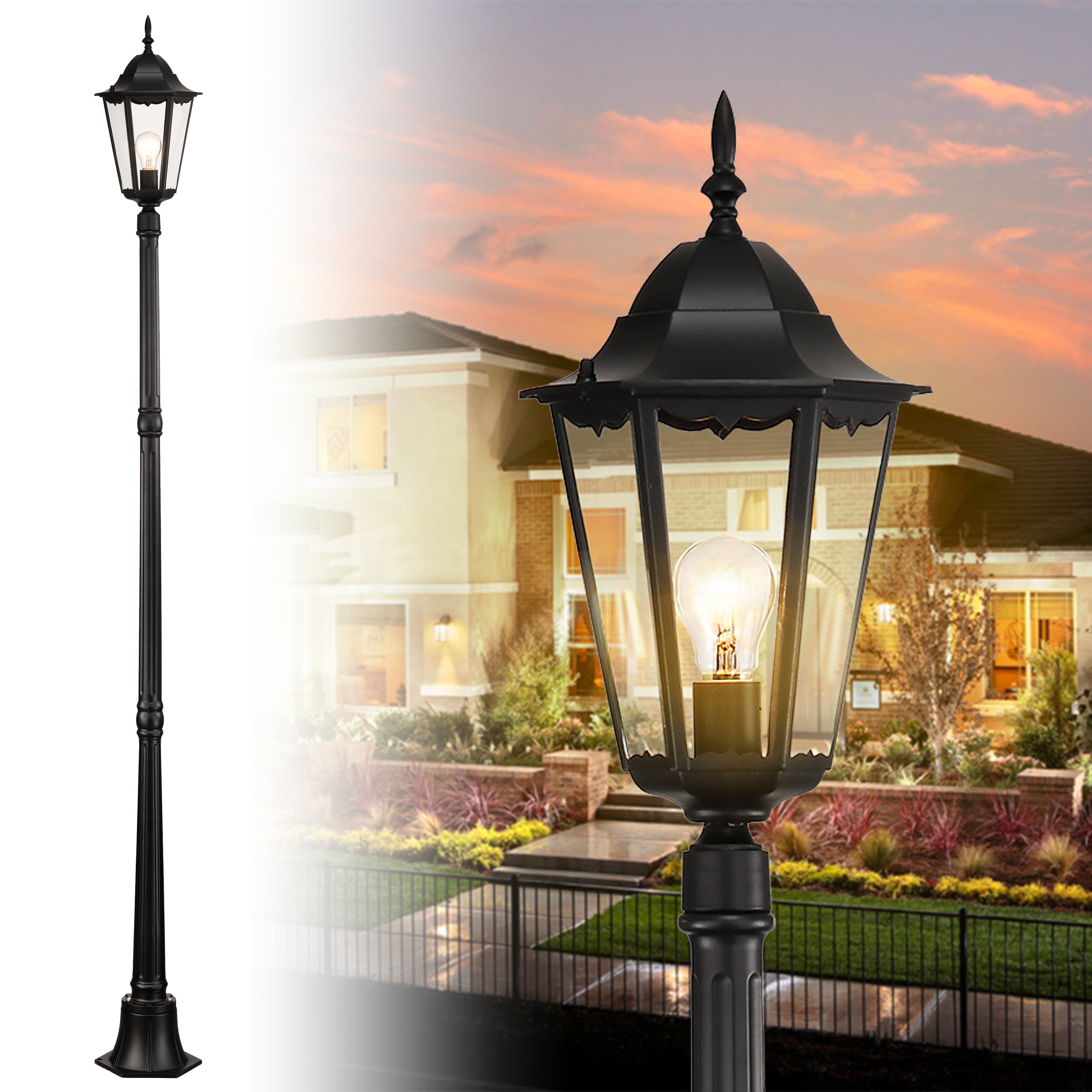 Ashop 84'' Outdoor Lamp Post Light Fixture Outdoor Post Lights Hard ...