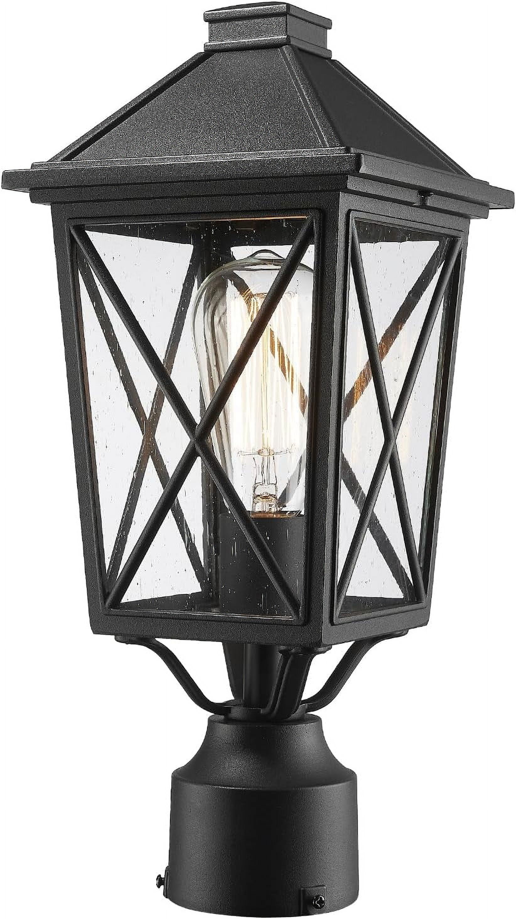 Outdoor Post Lights Outdoor Pole Lantern Lighting Fixture Seeded Glass ...
