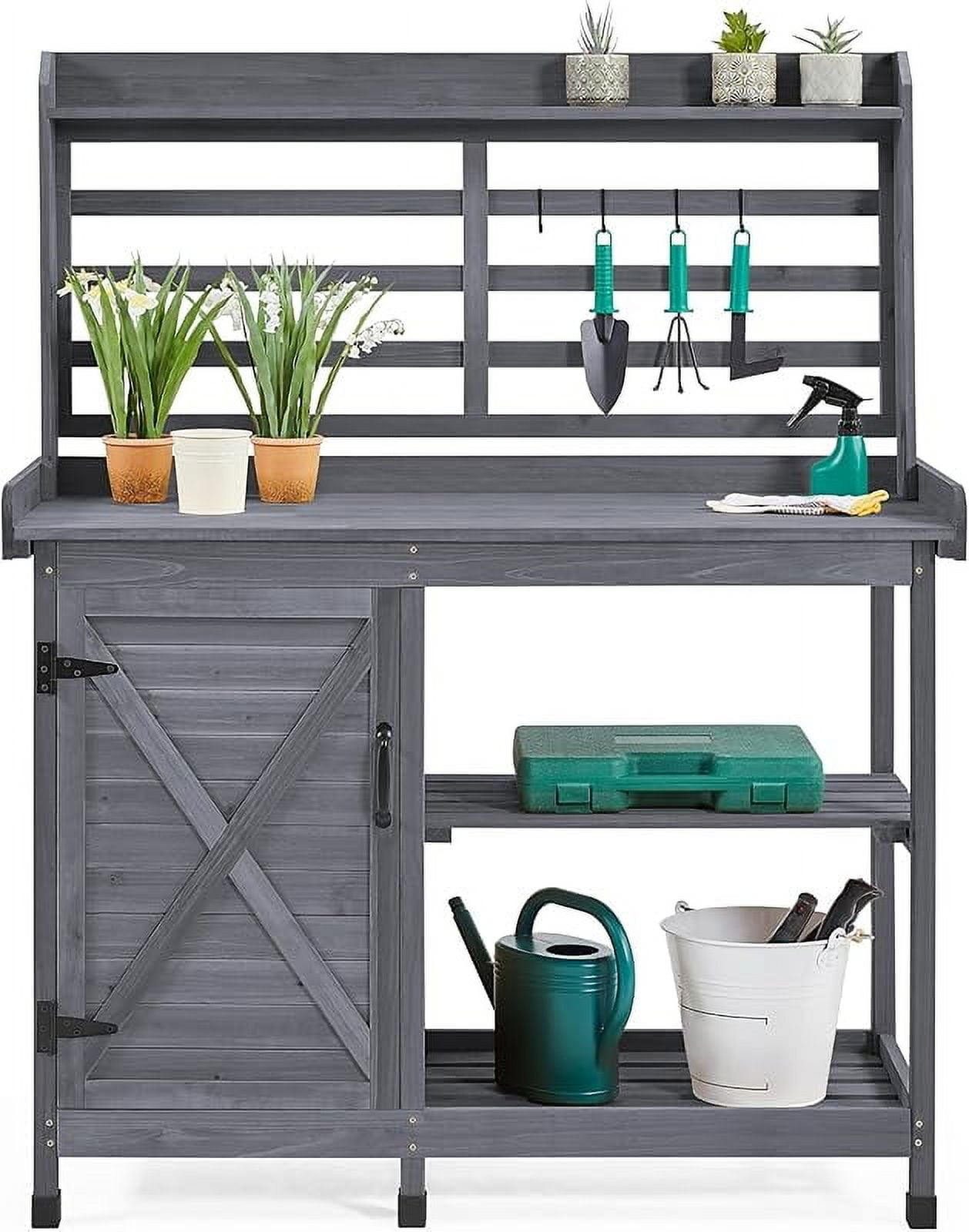 Outdoor Potting Bench, Large Horticulture Work Table Workstation with ...