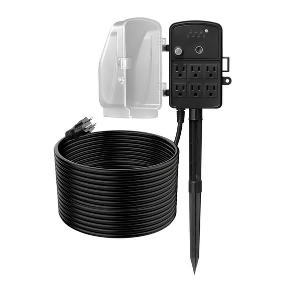 Outdoor Power Stake 50FT Extension Cord Weatherproof Power Strip with ...