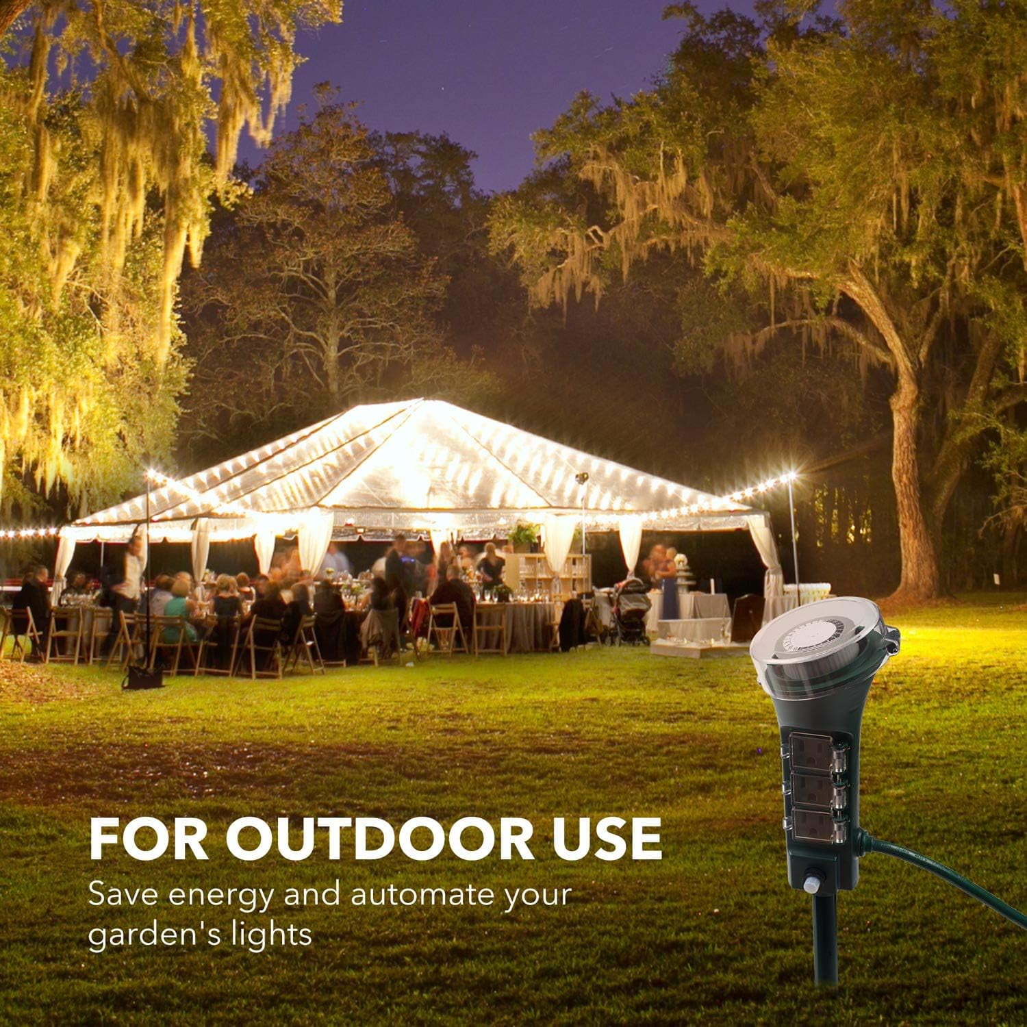 Outdoor Power Stake with Dusk to Dawn Timer, Waterproof 6 Grounded ...