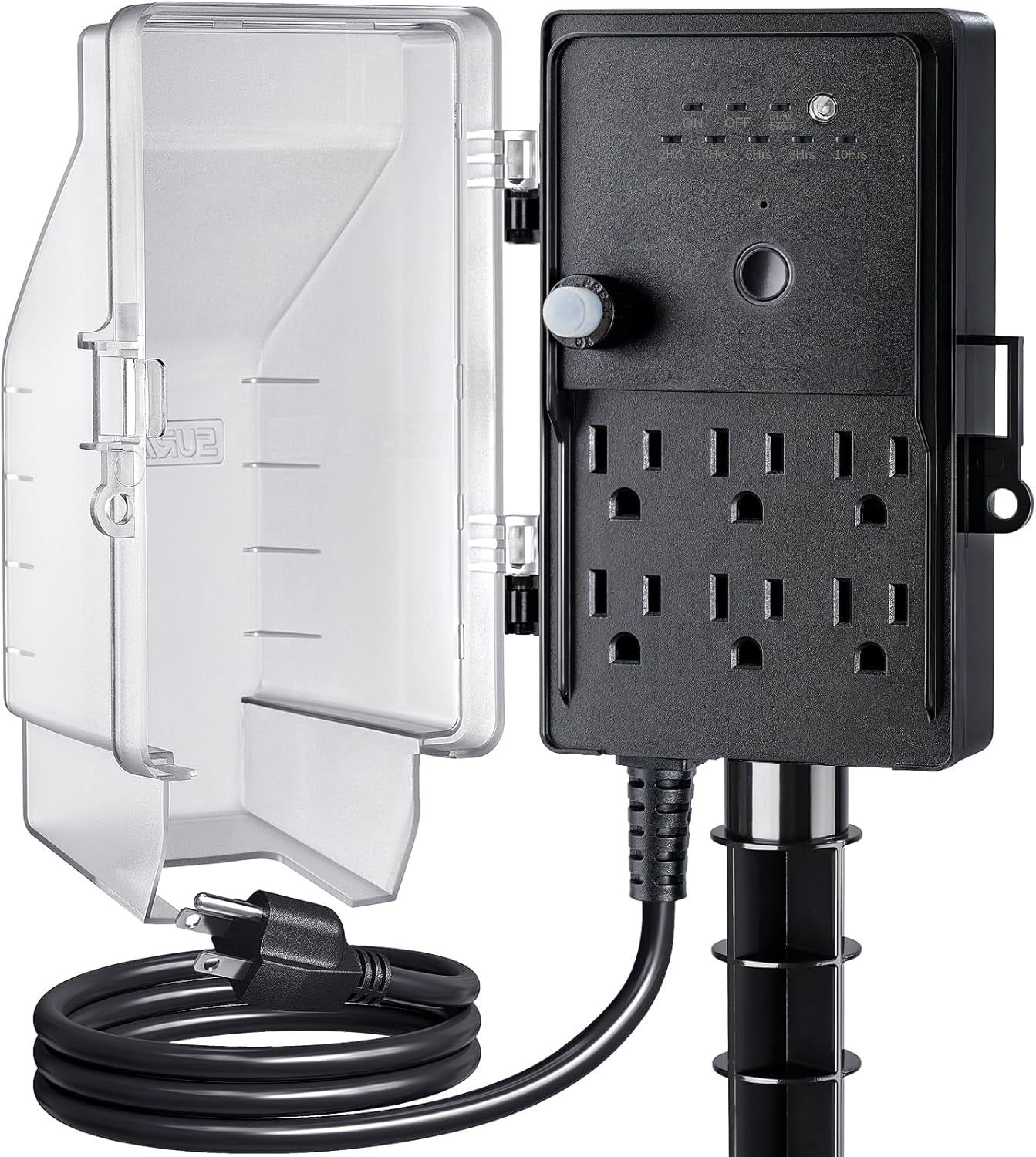 Outdoor Power Stake Light Timer, Dusk to Dawn, 6 Electrical Outlet ...