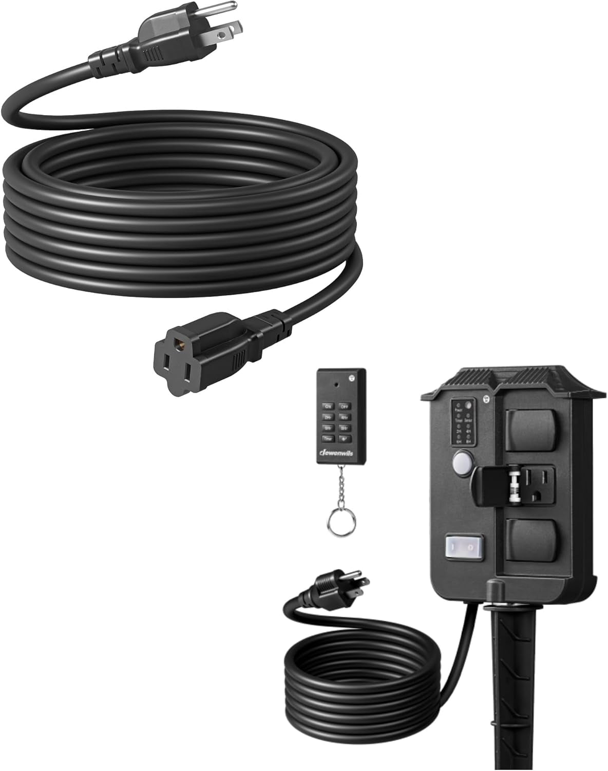 Outdoor Power Stake Timer Waterproof Extension Cord 25 FT 3 Prong ...