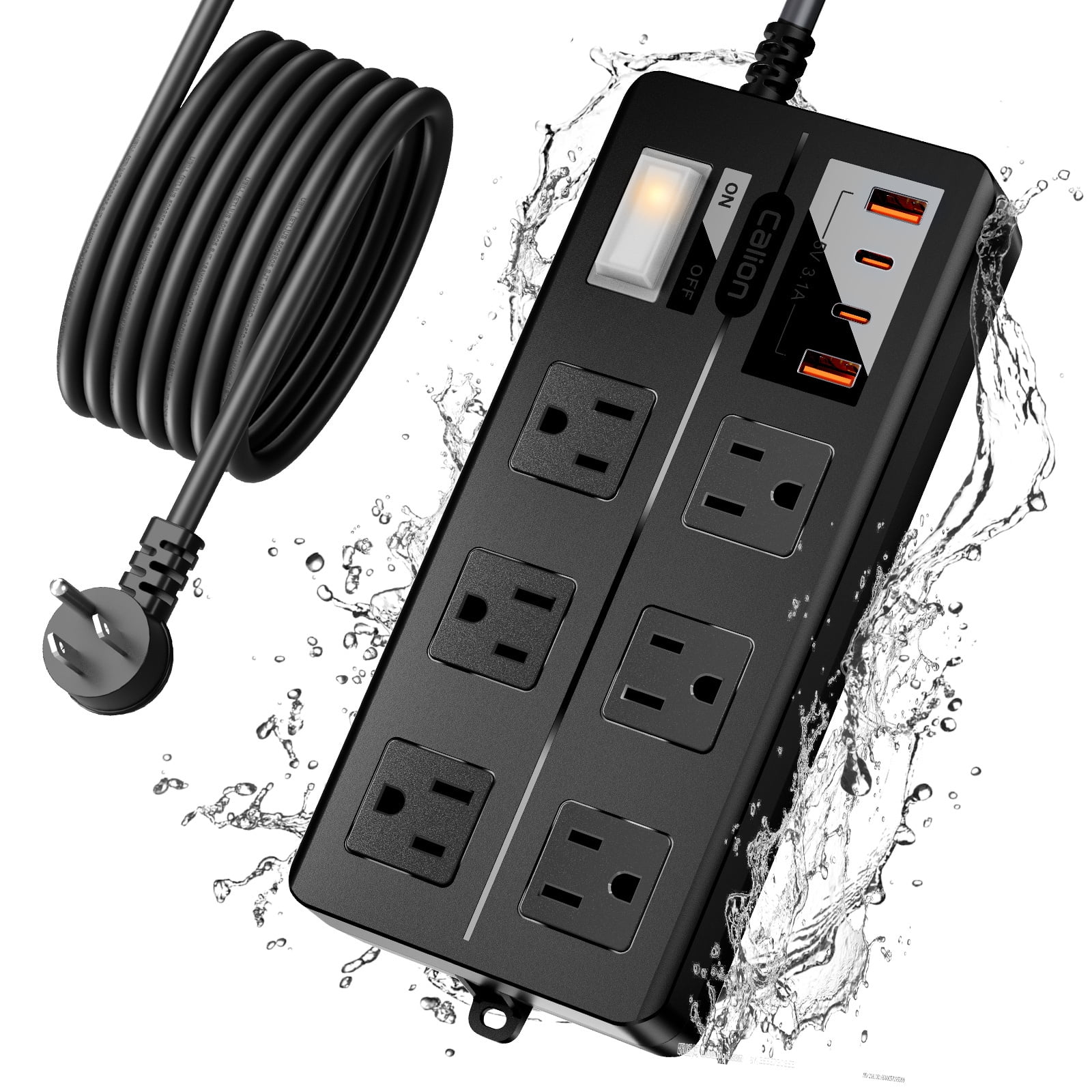 Outdoor Power Strip Weatherproof, 10 F Long Extension Cord Multi Plug ...