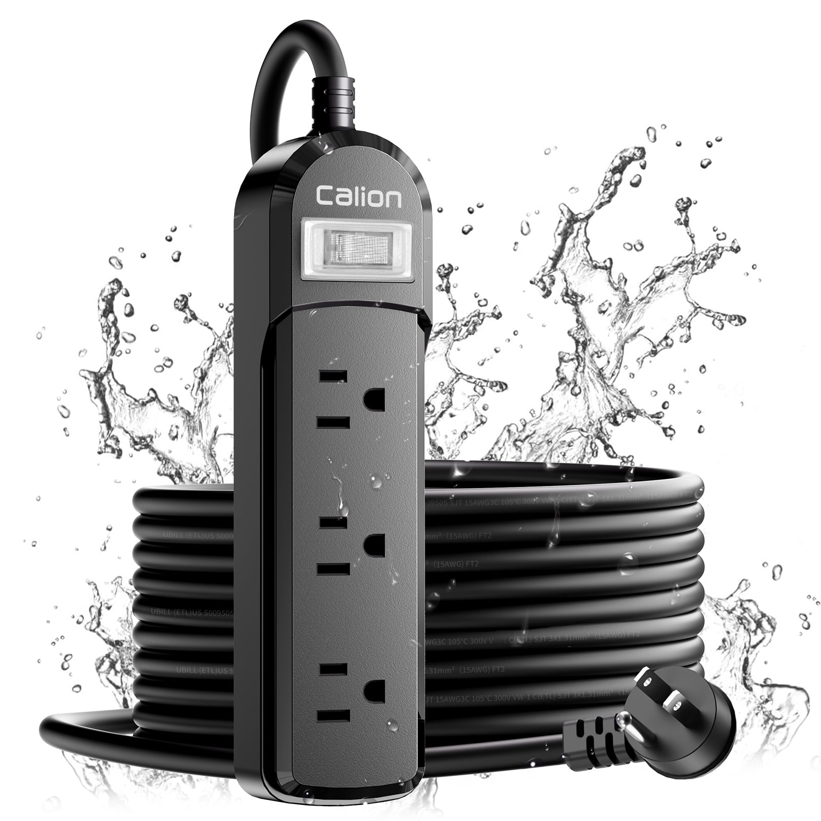 Outdoor Power Strip Weatherproof,15FT Outdoor Extension Cord Multiple ...