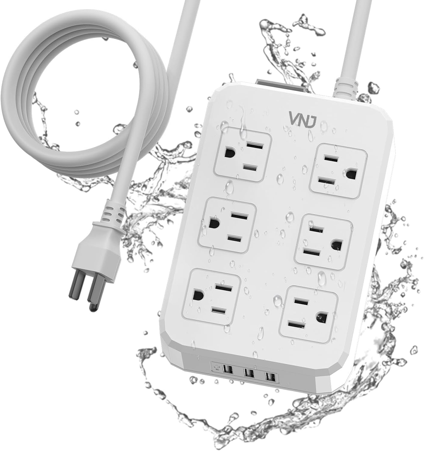 Outdoor Power Strip Weatherproof, 6 FT Outdoor Extension Cord 6 Outlets ...